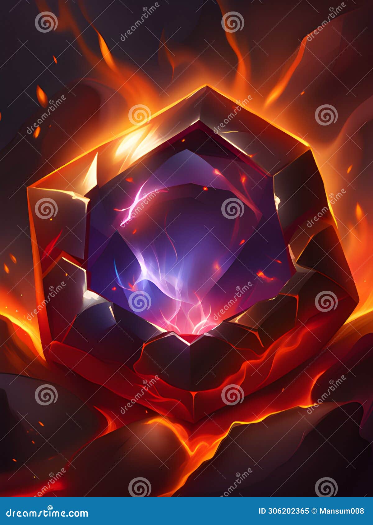 A Diamond Surrounded by Fire and Flames Stock Illustration ...