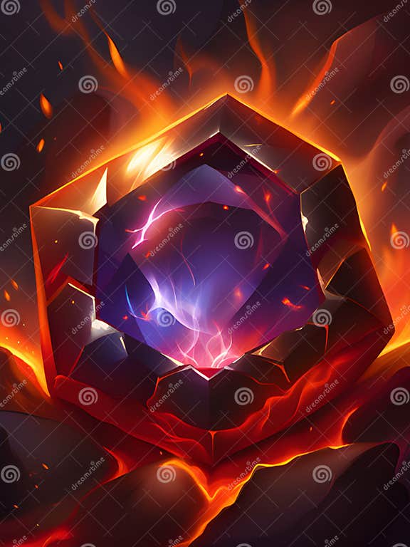 A Diamond Surrounded by Fire and Flames Stock Illustration ...