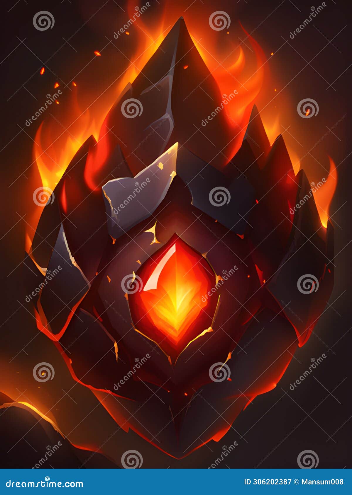 A Diamond Surrounded by Fire and Flames Stock Illustration ...