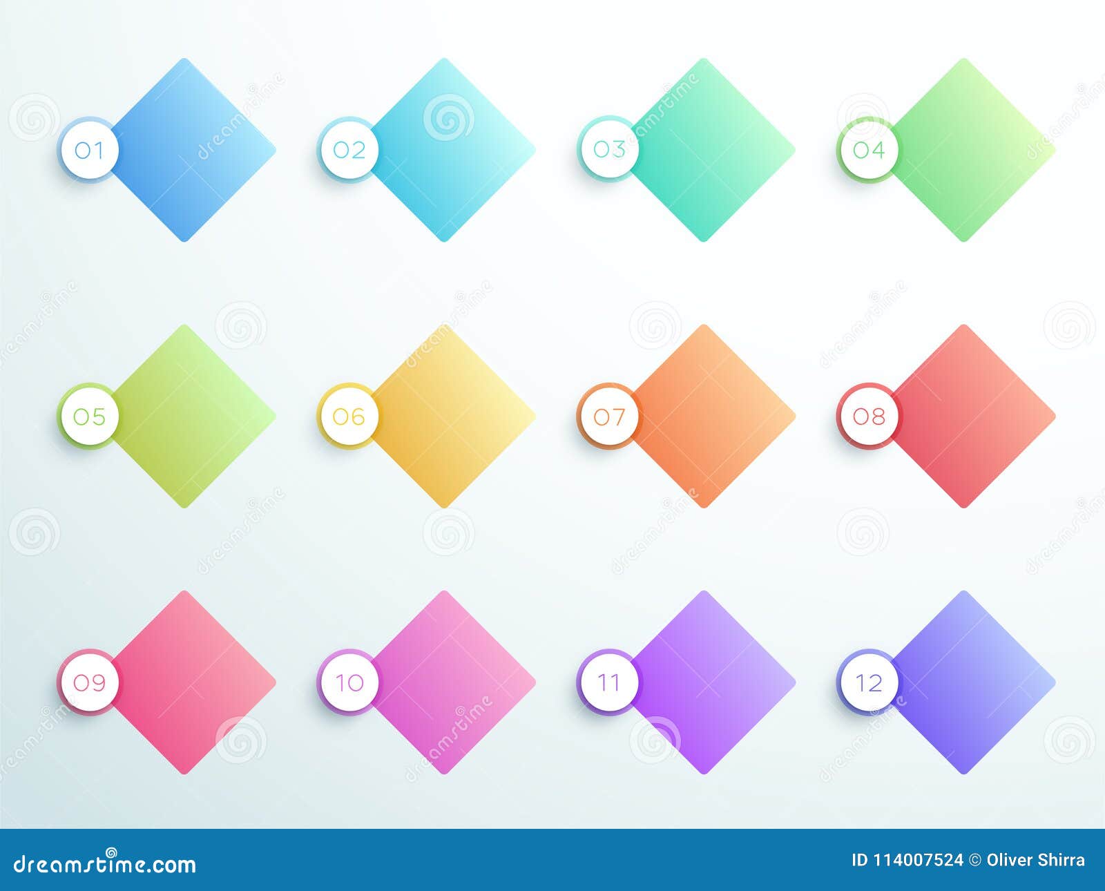 Diamond Text Boxes Numerado 1 Al Vector 12 Ilustración del Vector ...