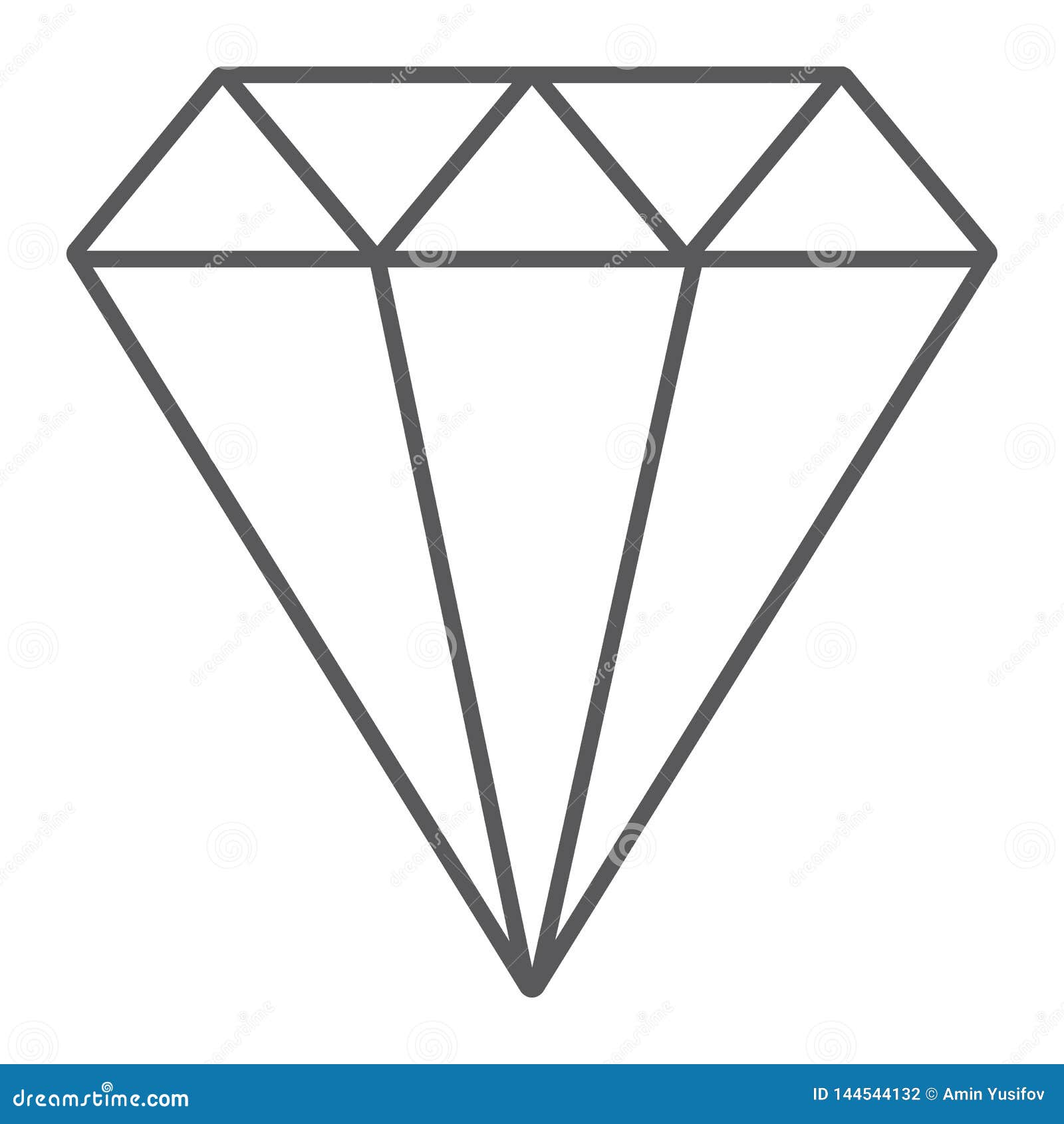 Diamond Thin Line Icon, Jewel and Brilliant, Gemstone Sign, Vector ...