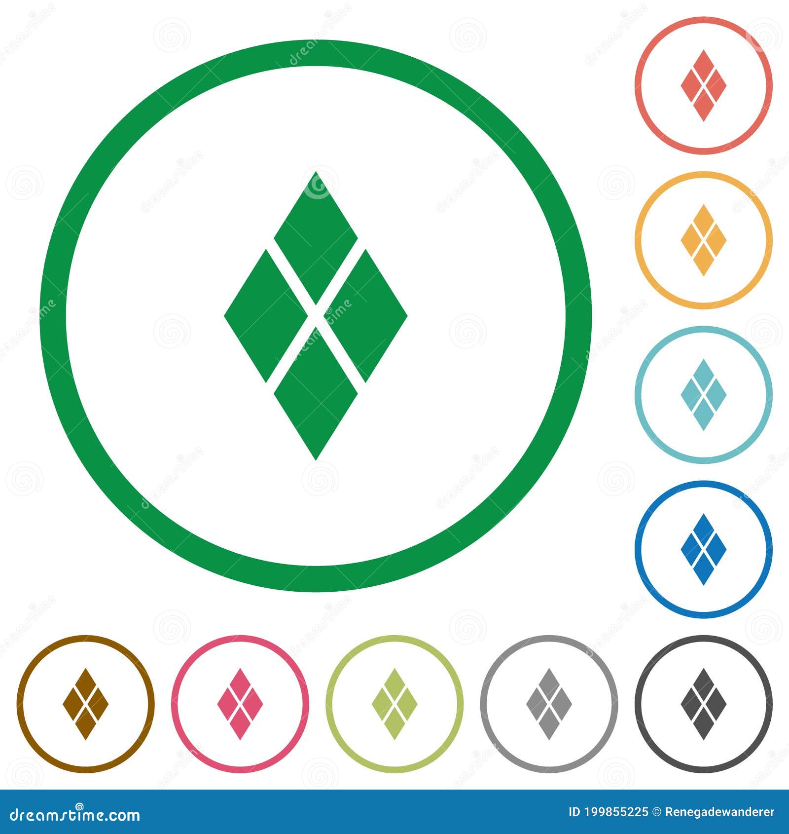 Diamond Tile Pattern Flat Icons with Outlines Stock Vector ...