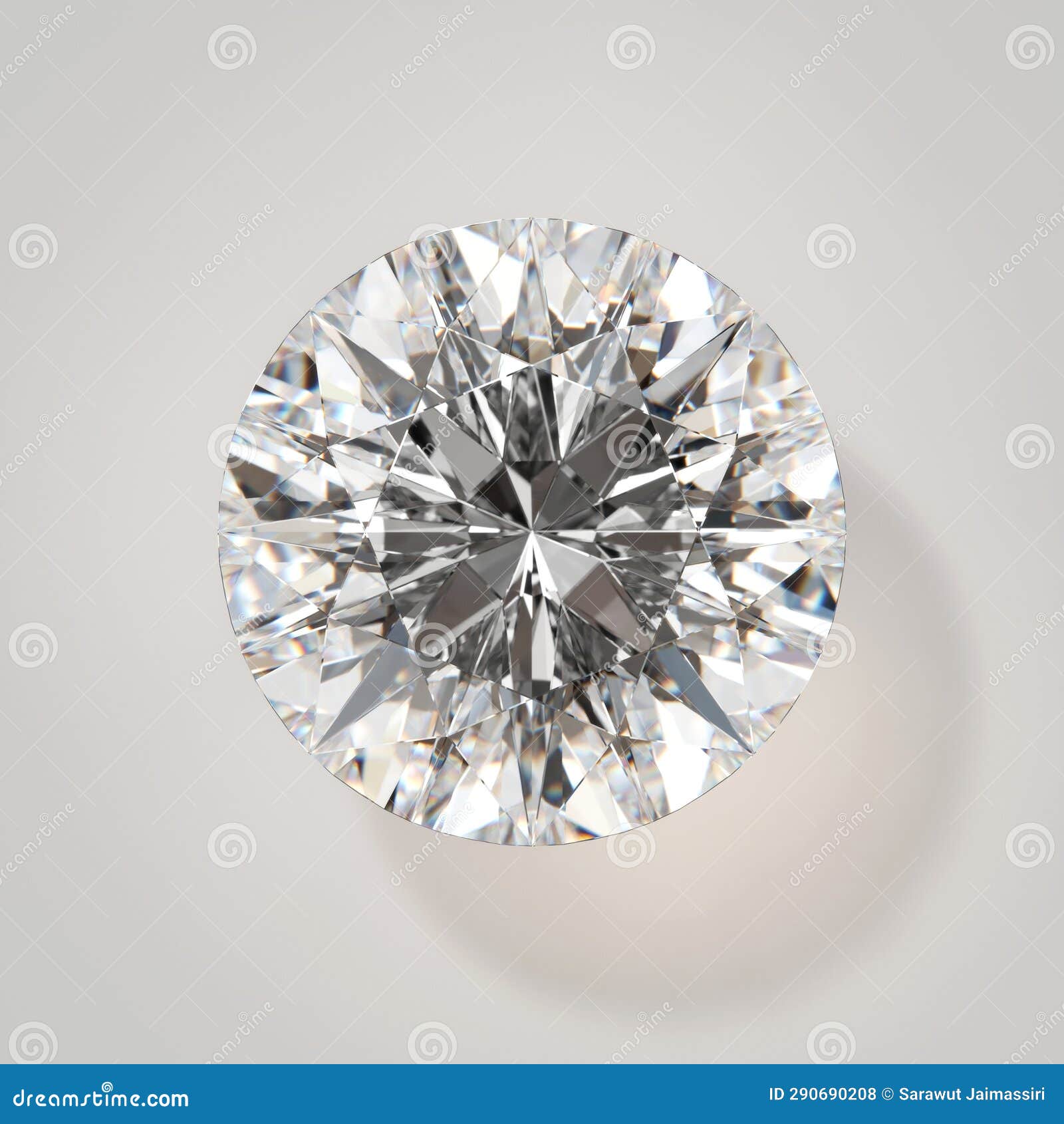 Diamond Top View With Caustic Isolated On White Background, 3d ...