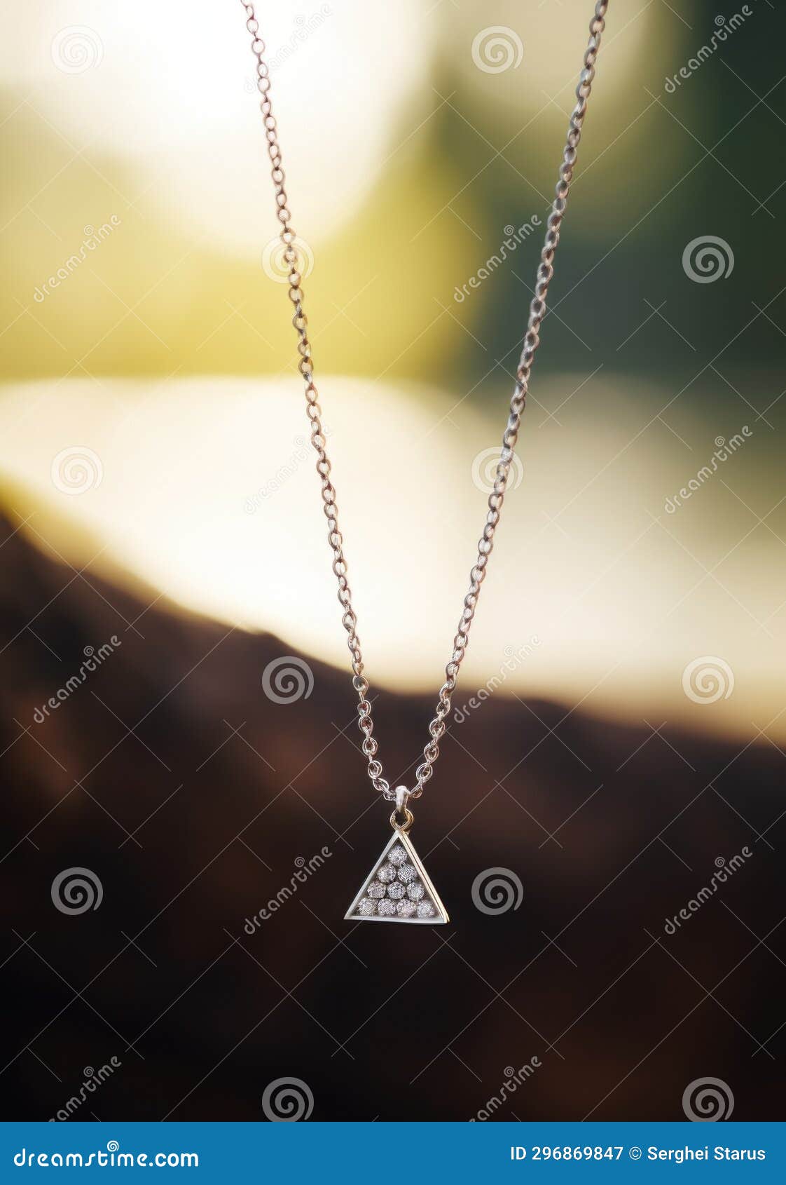 A Diamond Triangle Necklace on a Tree Branch, AI Stock Image - Image of ...