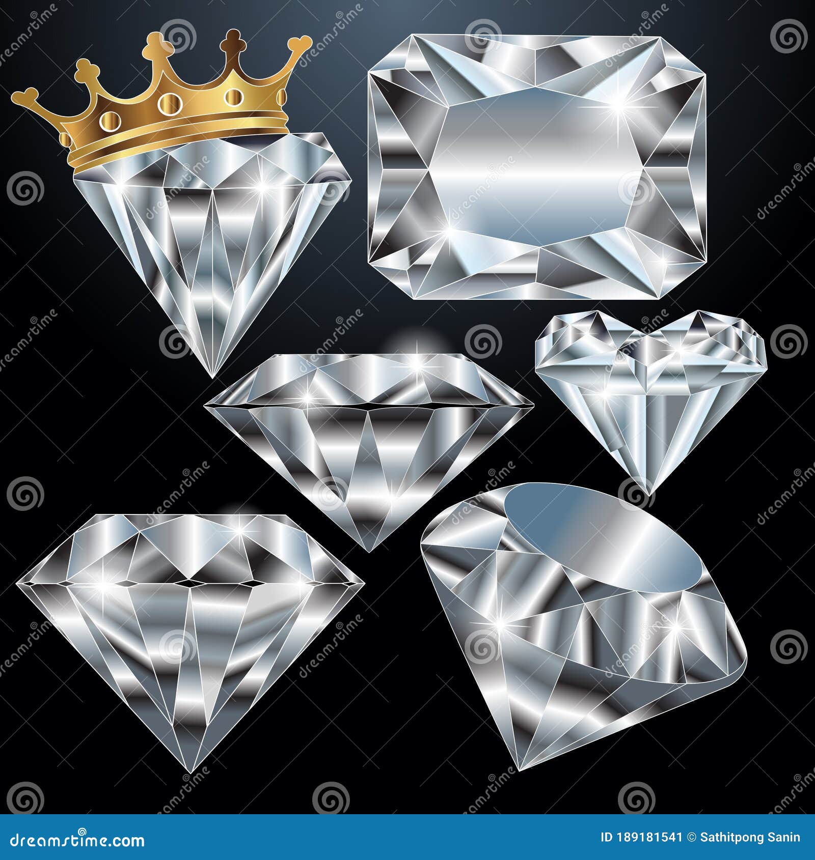 Diamond Vector Clip Art Graphics Black 3D Set | CartoonDealer.com ...