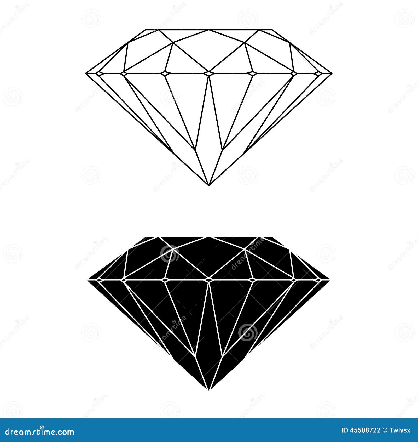 Diamond Vector och kontur vektor illustrationer. Illustration av blankt ...
