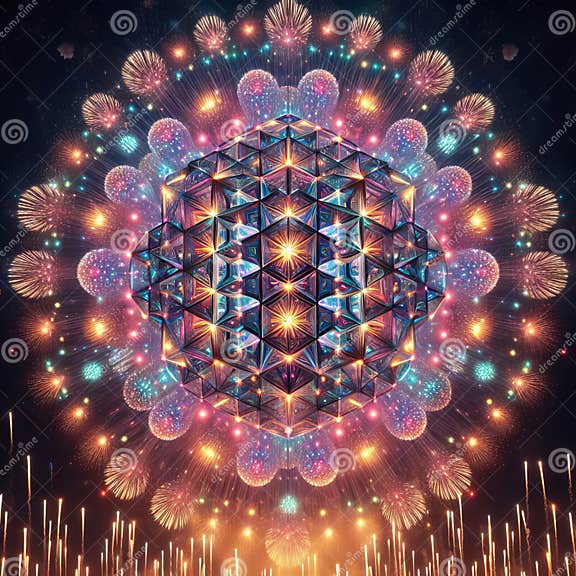 Diamond Vertical Shells Large, Spherical Fireworks Th Stock Photo ...