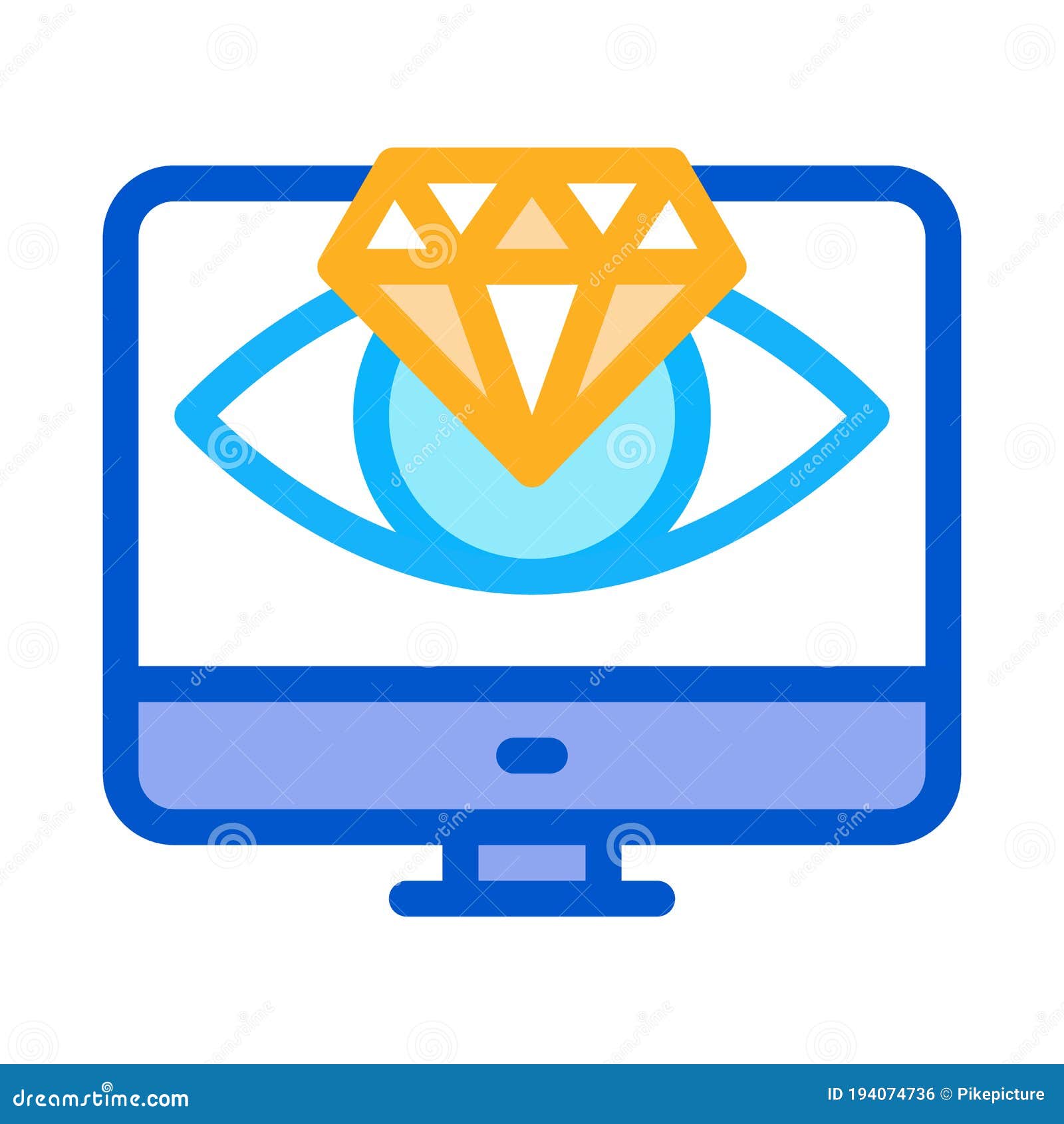 Diamond Vision Computer Screen Icon Vector Outline Illustration Stock ...