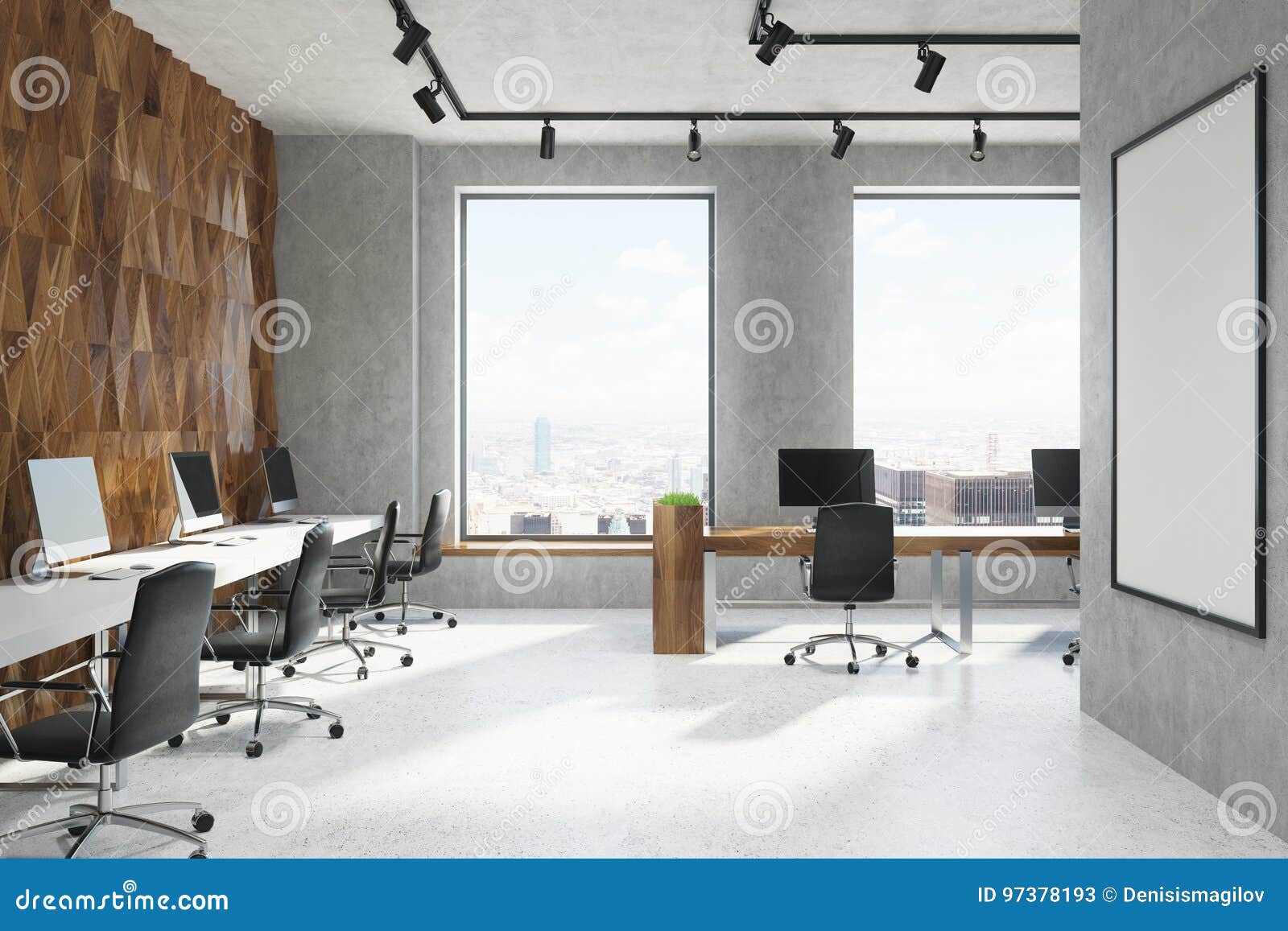 Diamond Wall Pattern Open Office, Poster, Side Stock Illustration ...