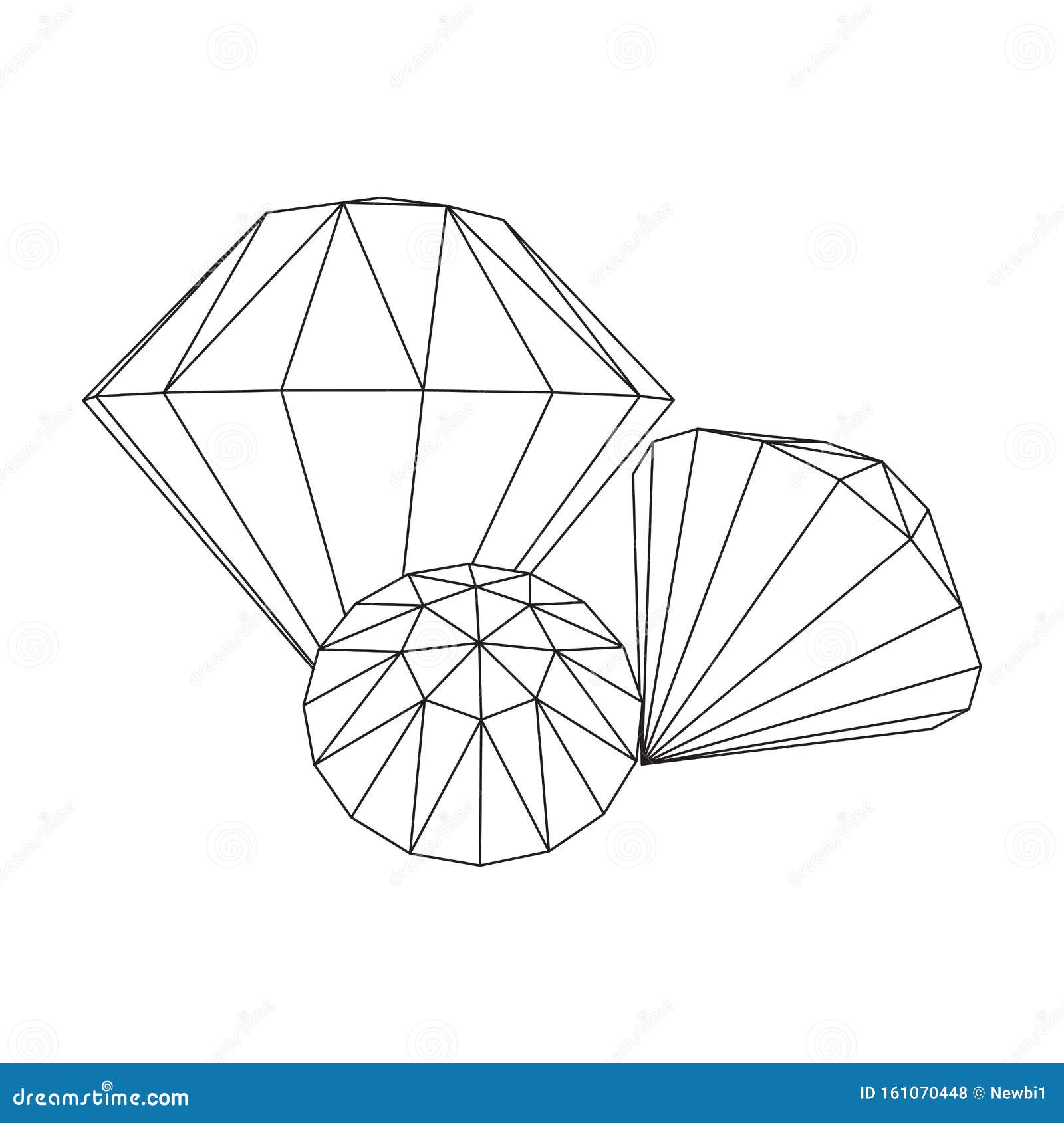 Diamond Wireframe Low Poly Mesh Stock Vector - Illustration of diamond ...