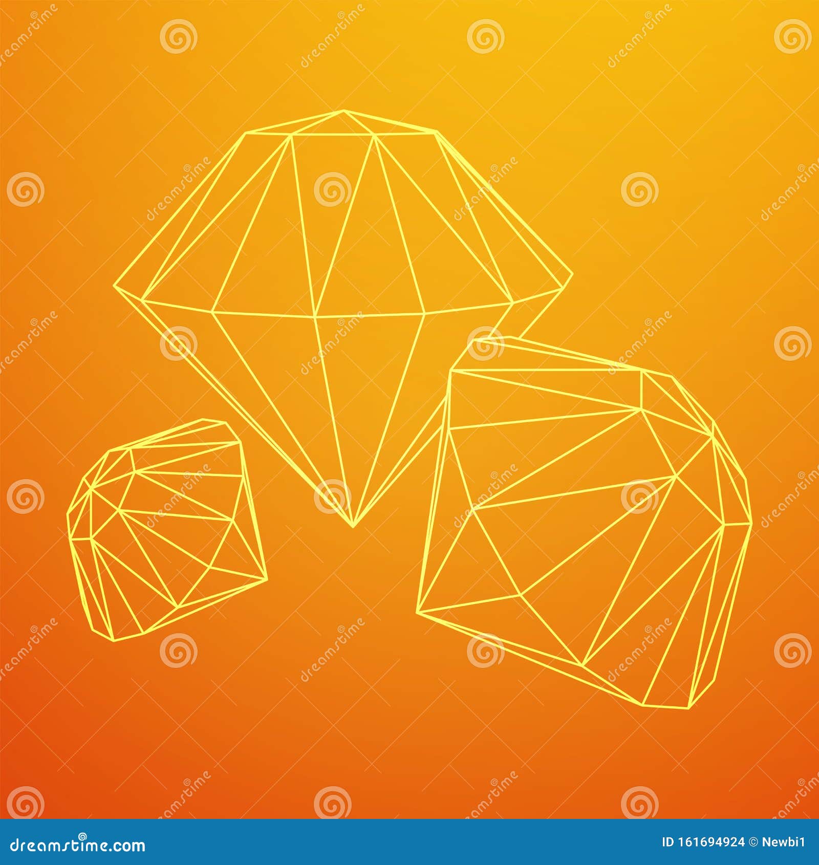 Diamond. Low Poly Wireframe Mesh. Jewelry, Gem, Luxury And Rich Symbol ...