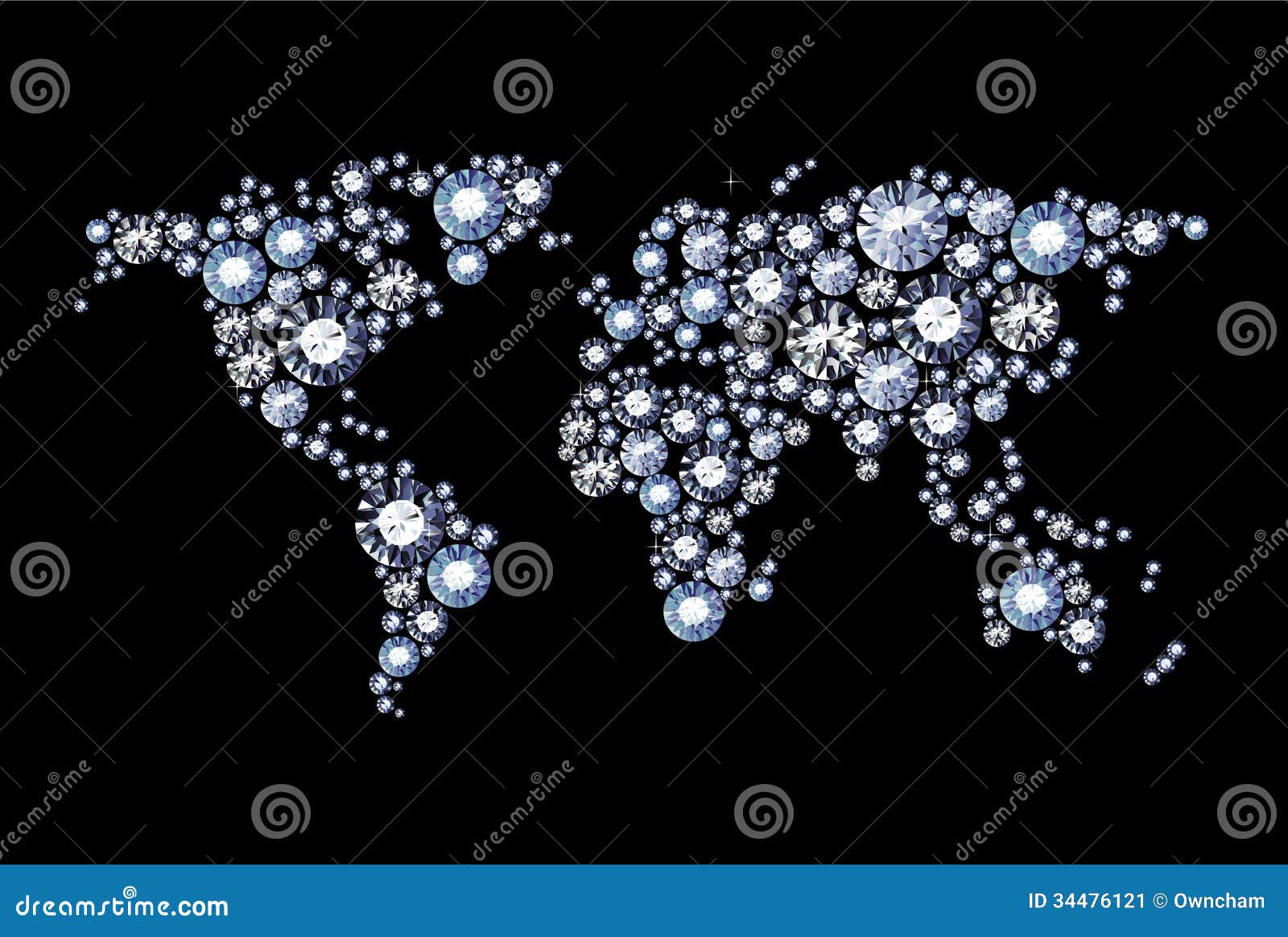 Diamond World Map Cartoon Vector | CartoonDealer.com #42702223
