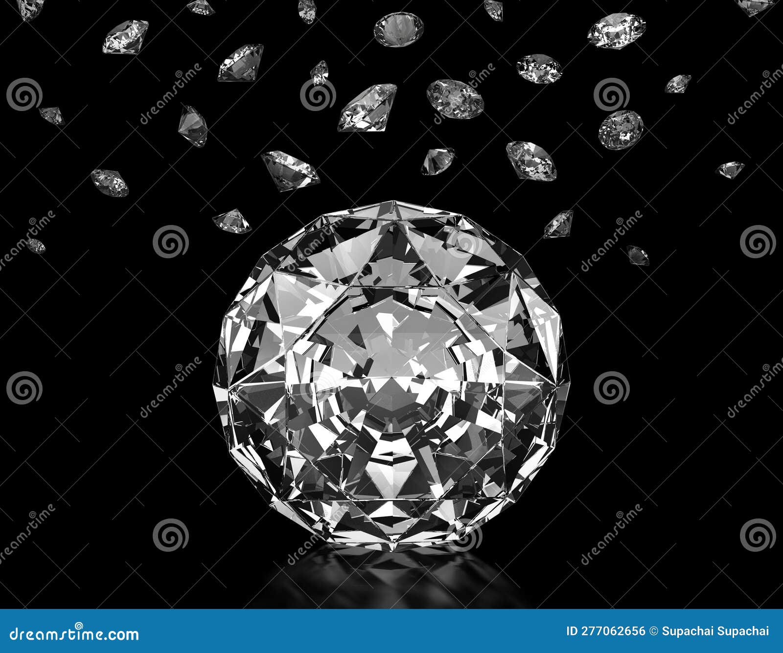 Diamonds on Black Background High Quality, Top View Stock Illustration ...
