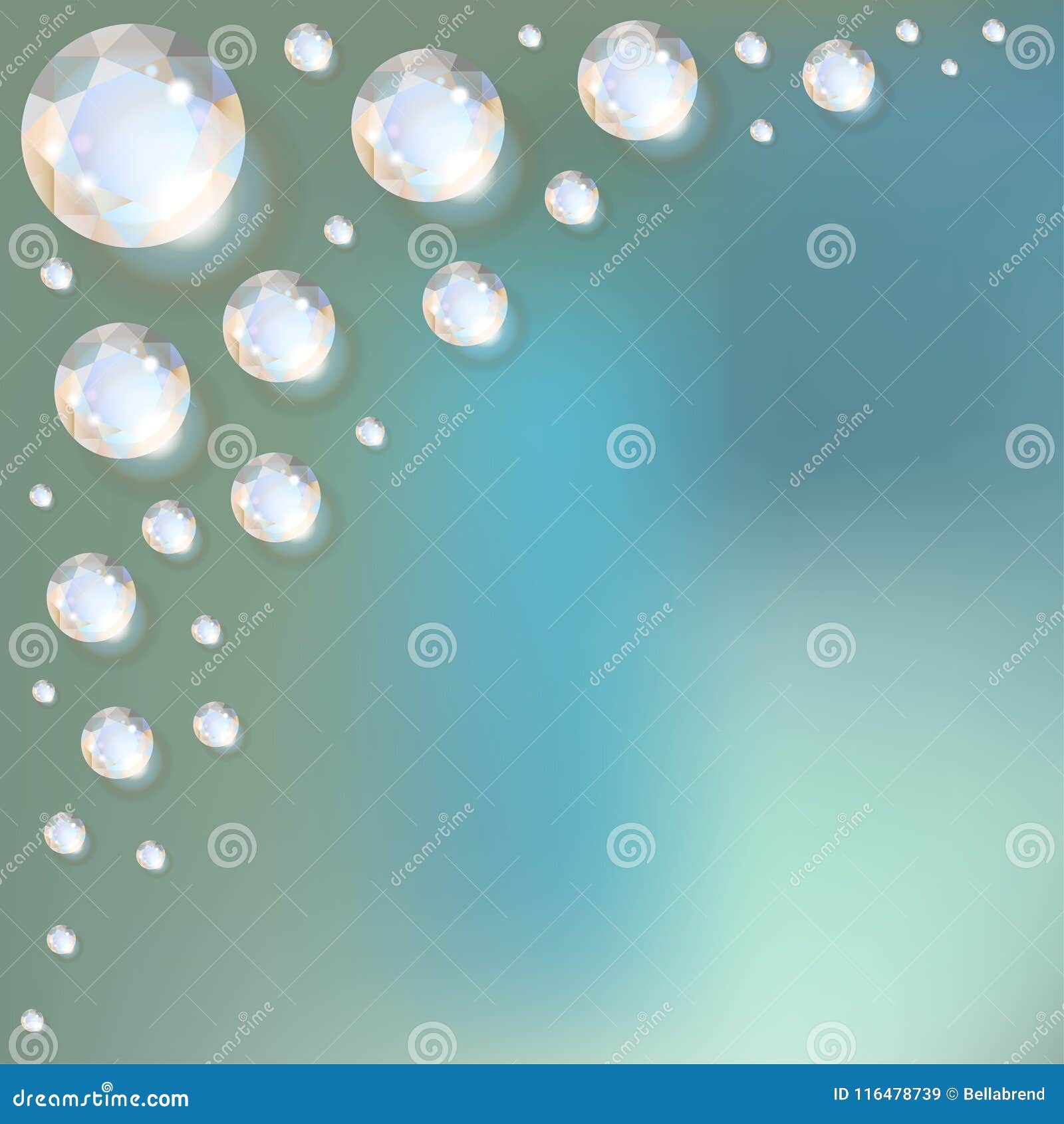 Diamonds in the Corner on a Blue Bokeh Background Stock Vector ...