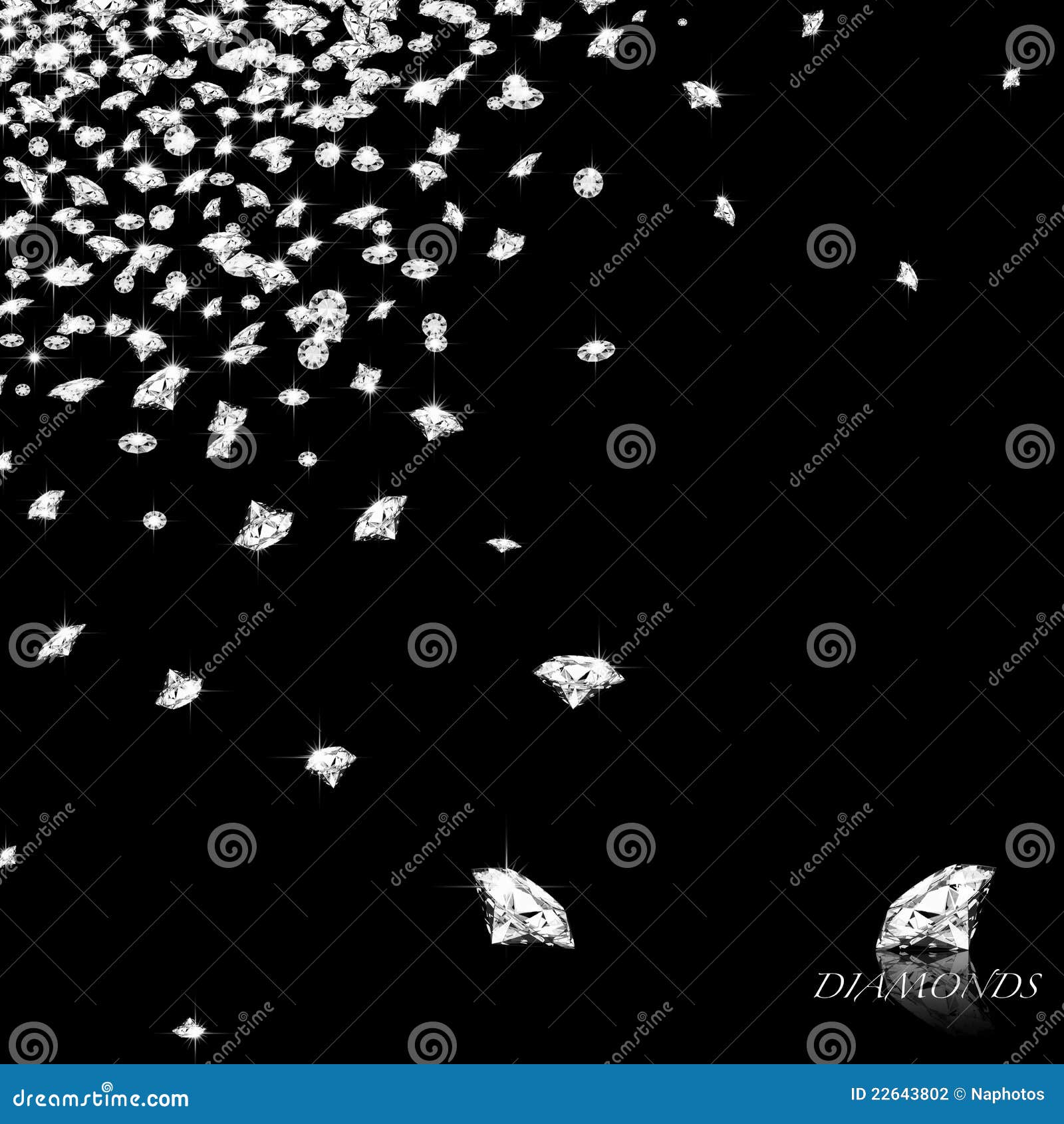 Falling Diamonds. Pattern Background With Realistic 3D Transparent Gems ...