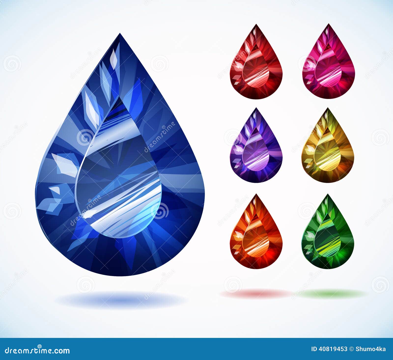 Diamonds and Gemstones Colorful Vector Set Stock Vector - Illustration ...
