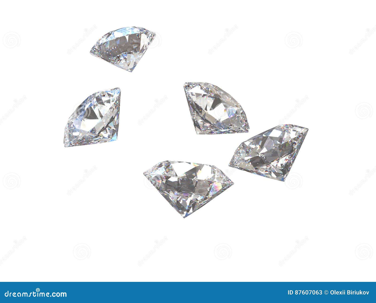 Diamonds Isolated on White 3D Rendering Model Stock Image - Image of ...