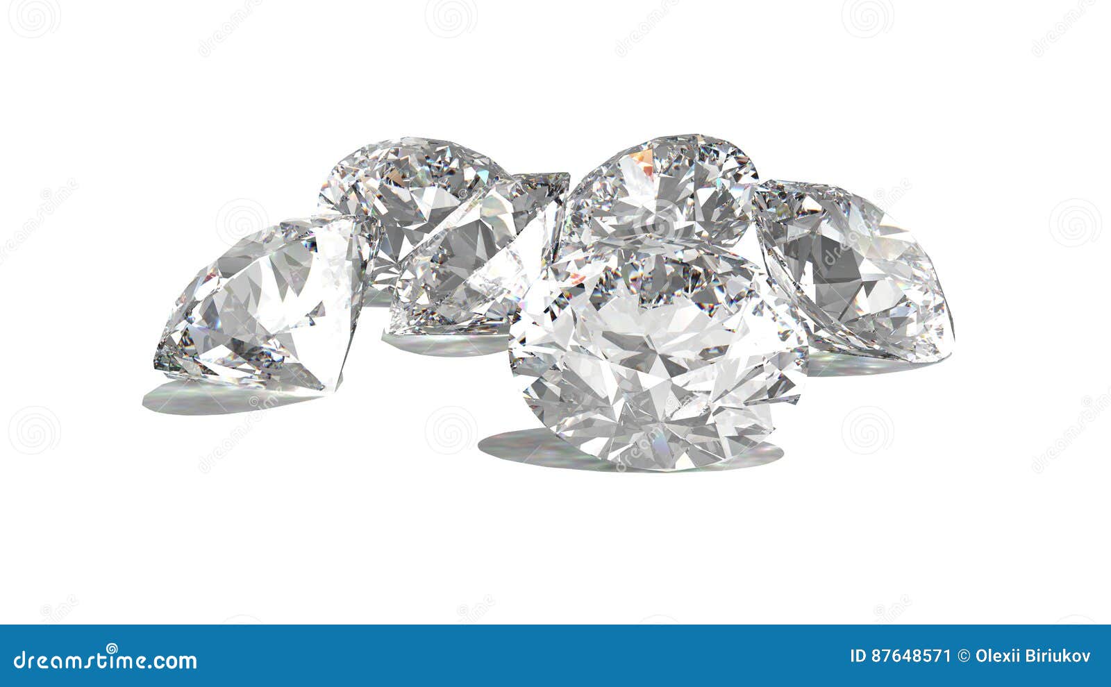 Diamonds Isolated on White 3D Rendering Model Stock Illustration ...