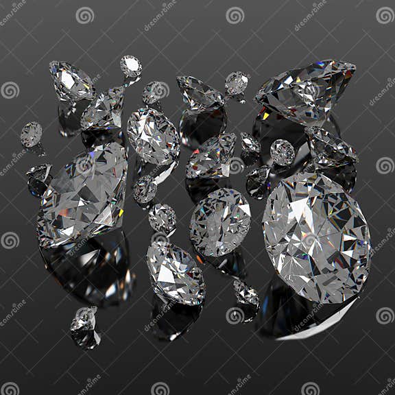 Diamonds Jewel on Black Surface Stock Illustration - Illustration of ...
