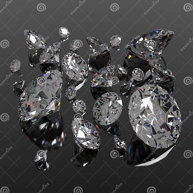 Diamonds Jewel on Black Surface Stock Illustration - Illustration of ...
