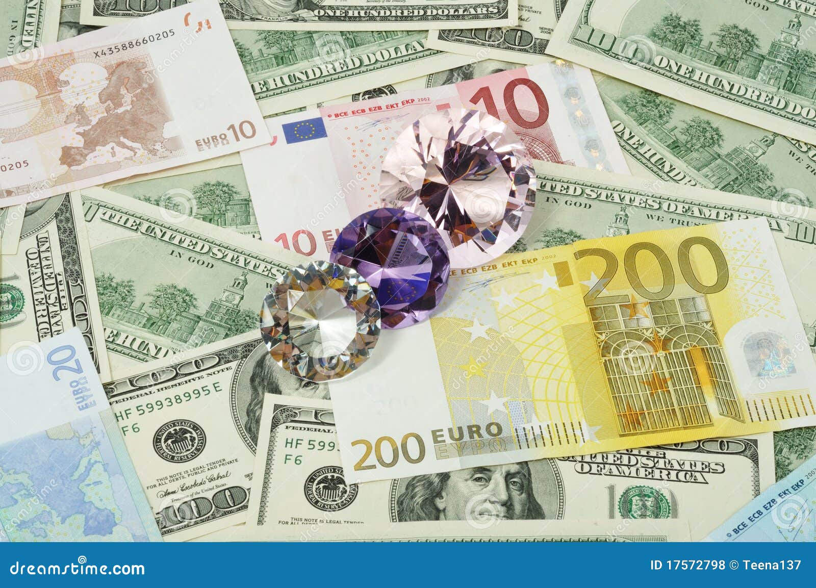 Diamonds and money stock photo. Image of bank, cash, american - 17572798
