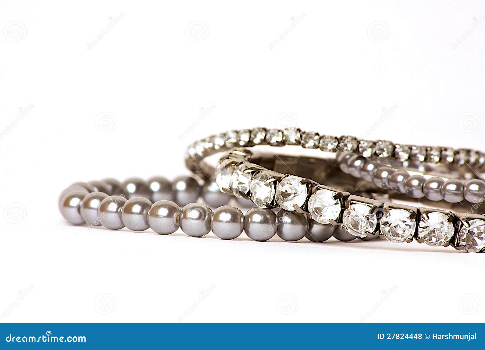 Diamonds & Perl Jewellery on White Background Stock Photo - Image of ...