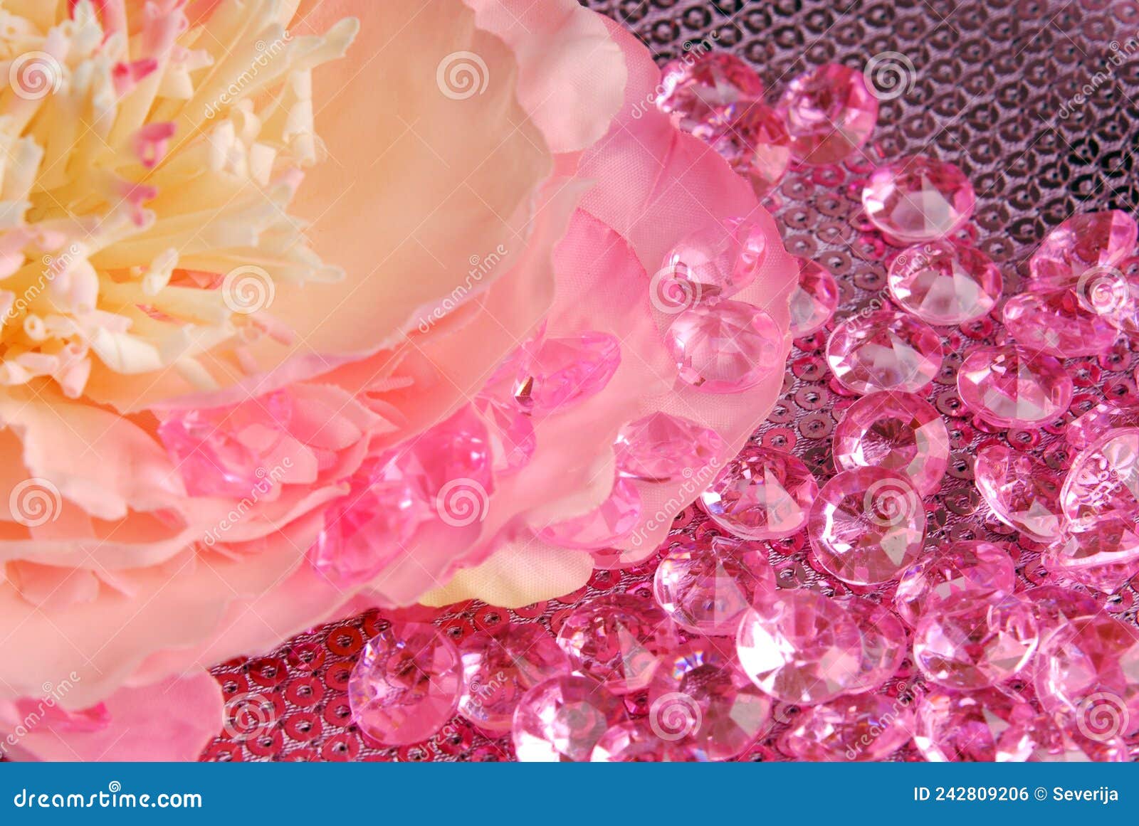 Diamonds on Pink Texture with Accessories Stock Photo - Image of ...