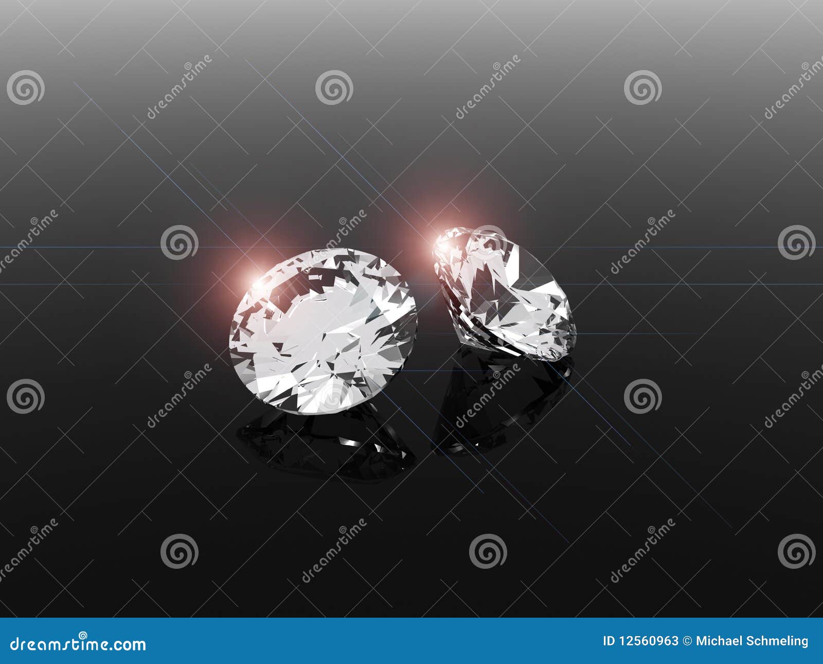 Diamonds on Reflective Surface Stock Illustration - Illustration of ...