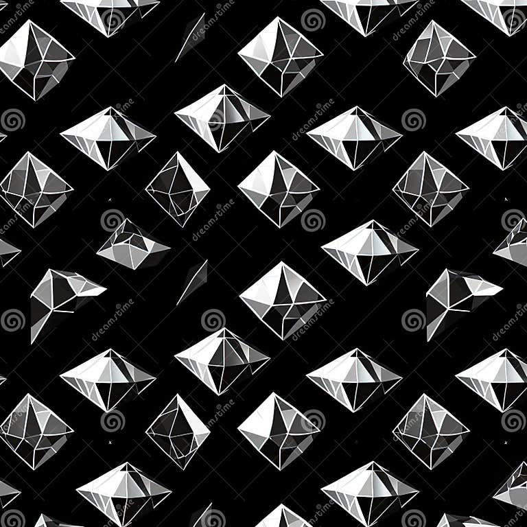 Diamonds Seamless Pattern on Black Background - Diamonds Vector ...