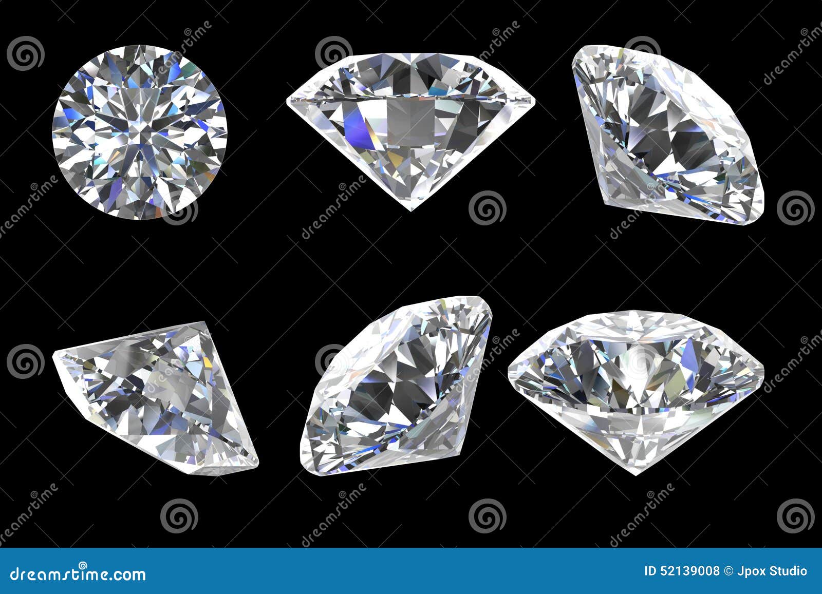 Diamonds Set on Black Background Stock Illustration - Illustration of ...