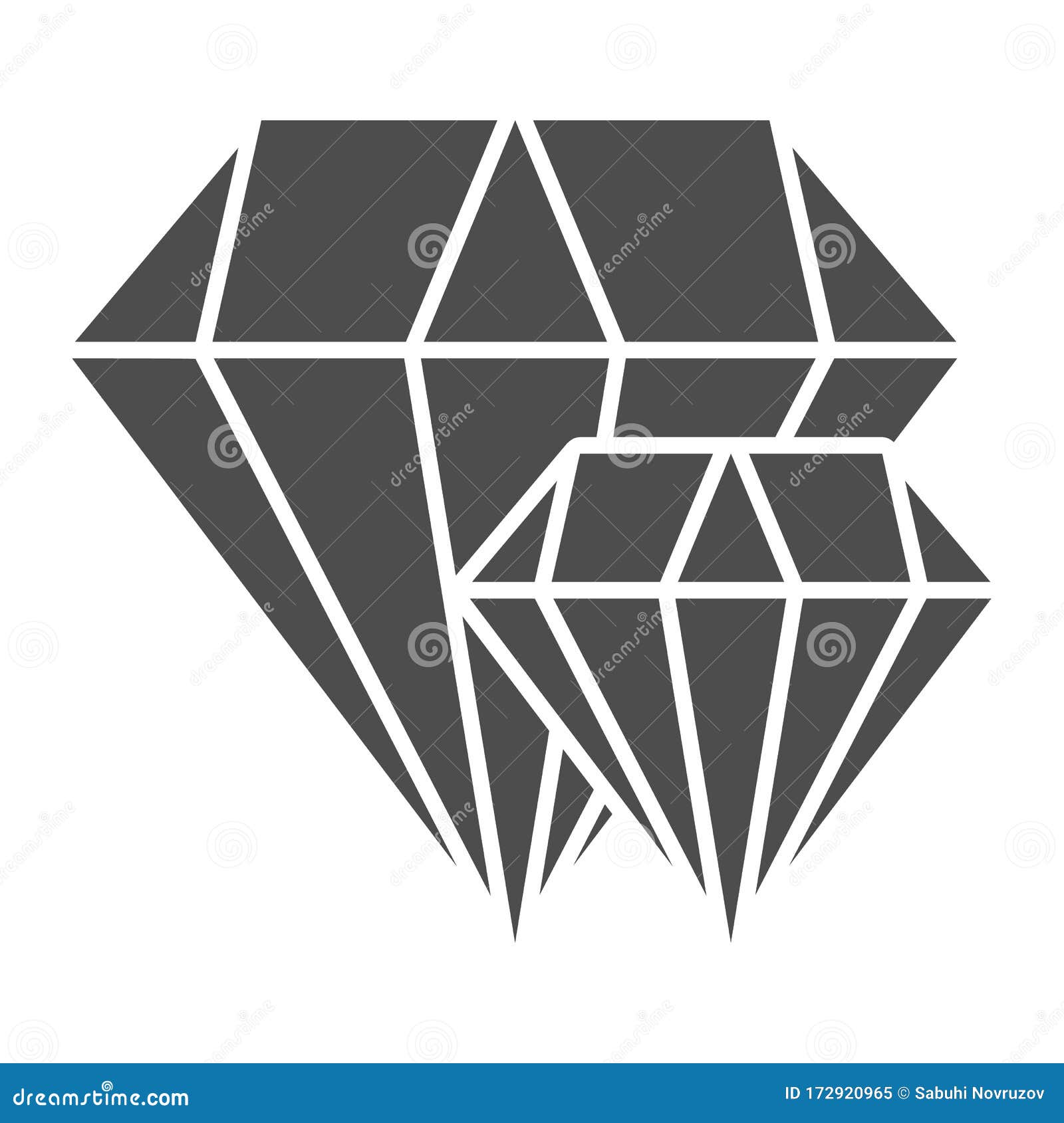 Diamonds Solid Icon. Two Brilliants Vector Illustration Isolated on ...