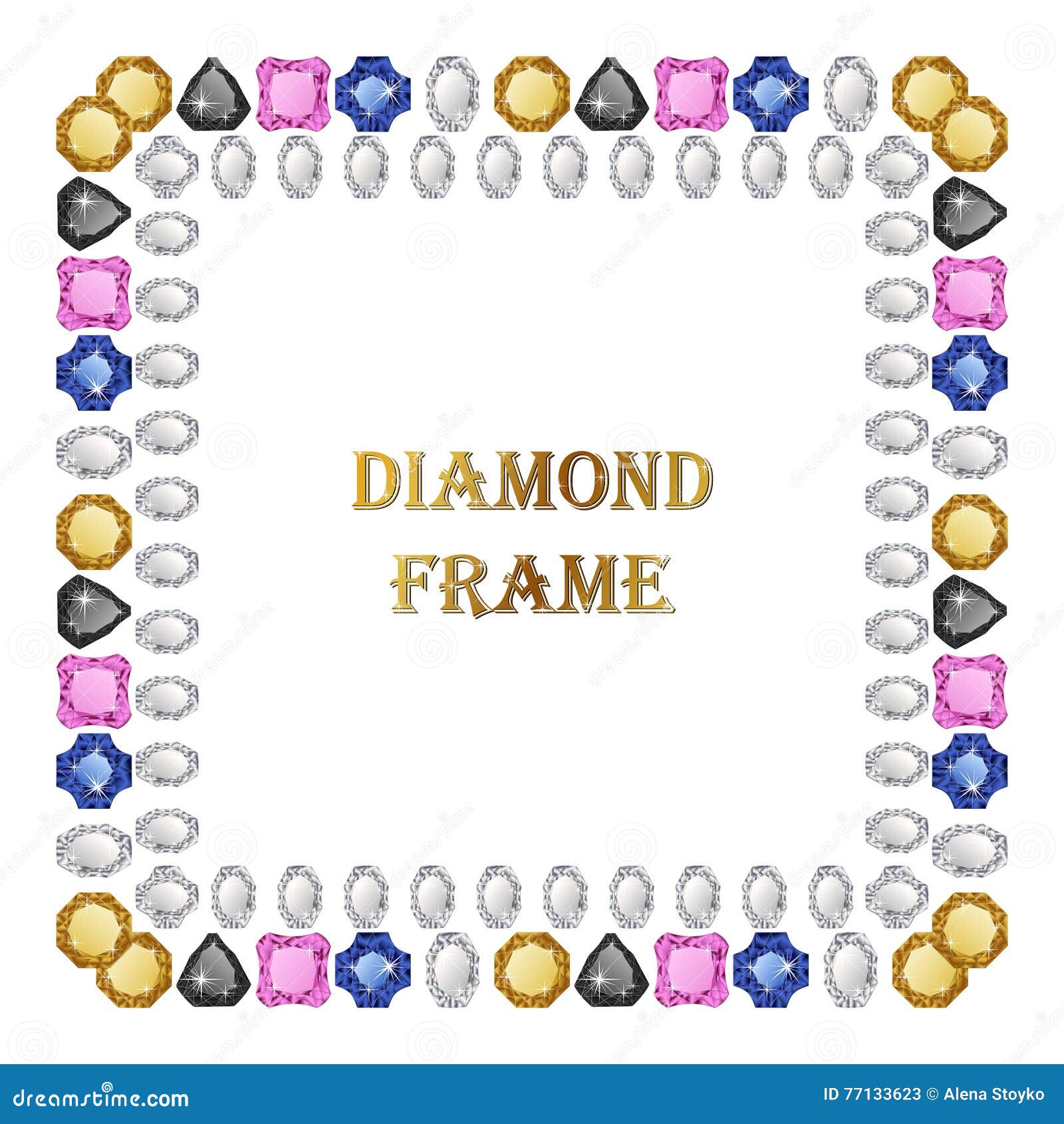 Diamonds square frame stock vector. Illustration of graphic - 77133623