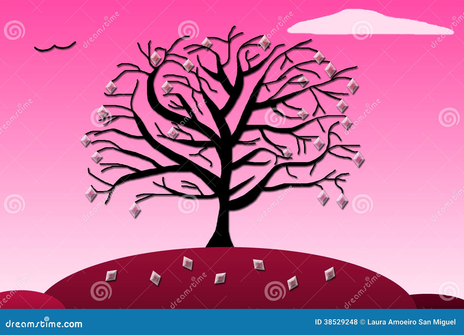 Diamonds tree stock illustration. Illustration of diamond - 38529248