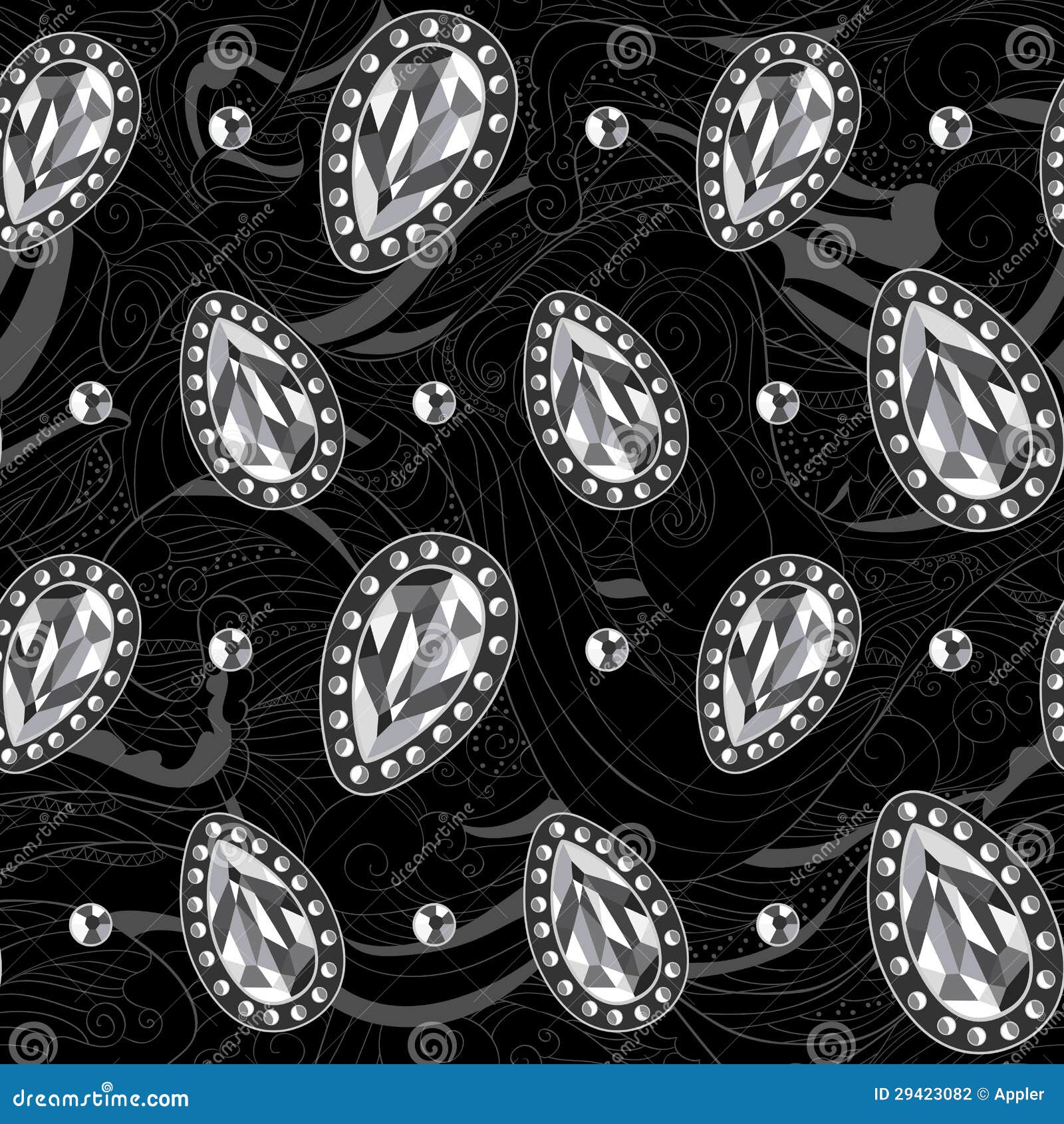 Diamonds Waves Jewelry Pattern Stock Illustration - Illustration of ...