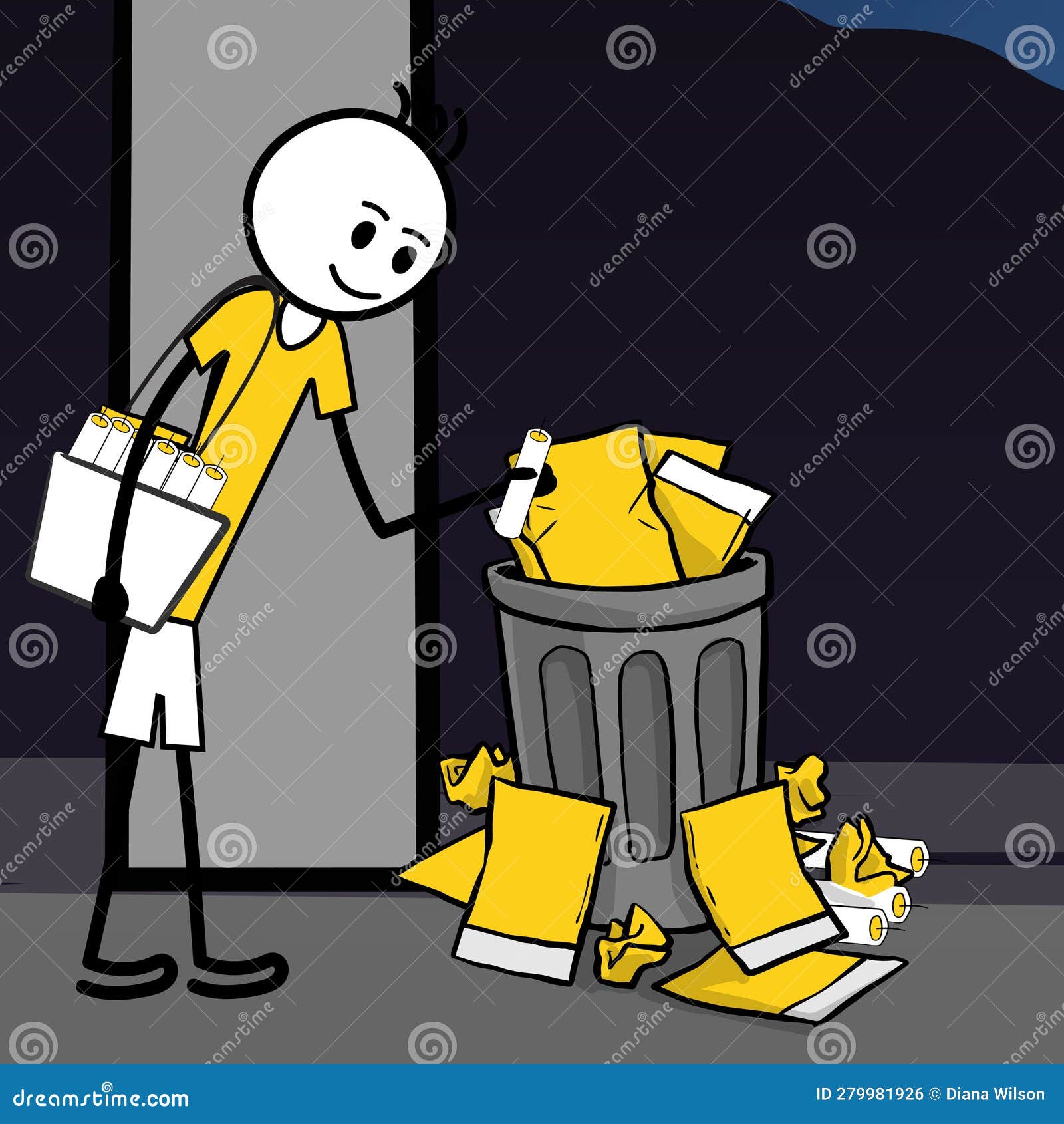 Stickman Stickmen Getting Papers from Trash To Keep Warm on a Cold ...