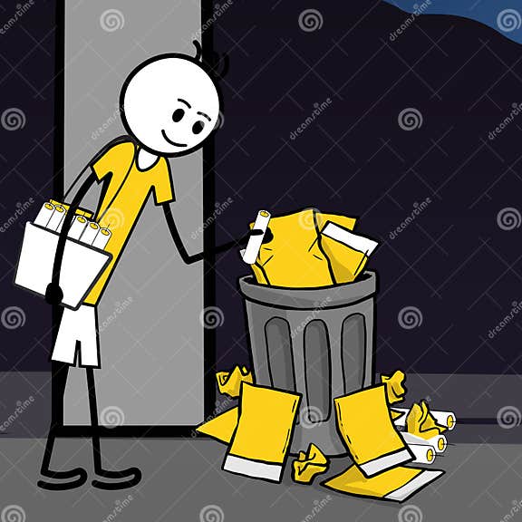 Stickman Stickmen Getting Papers from Trash To Keep Warm on a Cold ...