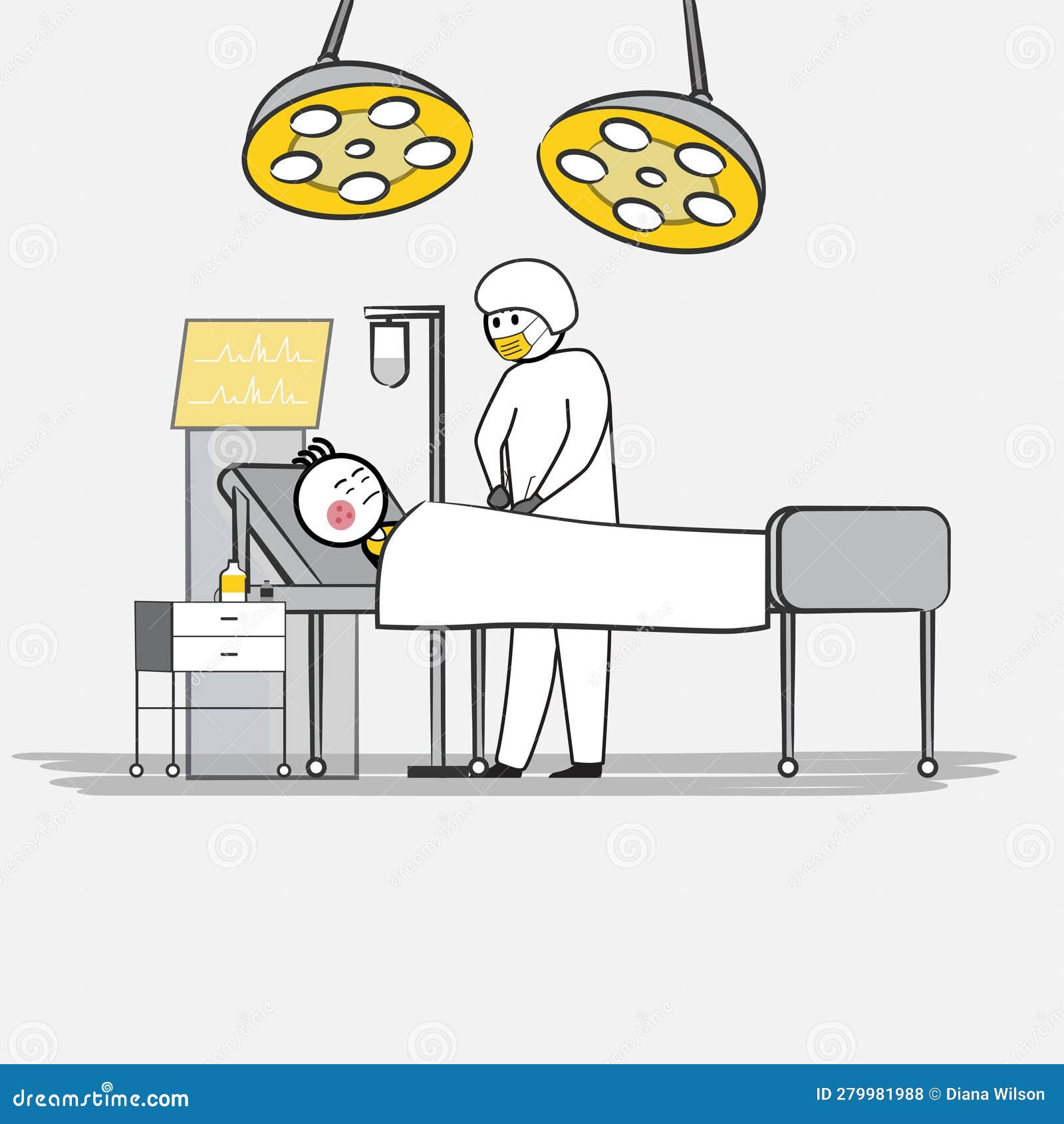 Stickman, Stickman Lying on Hospital Bed Being Treated by a Doctor ...