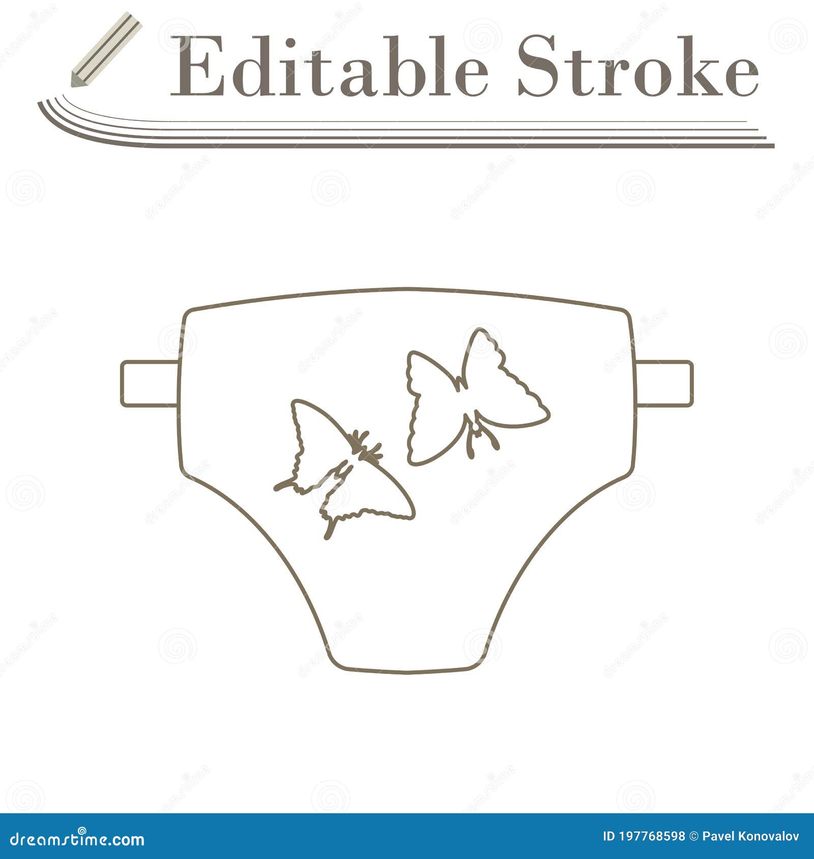 Diaper Icon stock vector. Illustration of drawing, protection - 197768598