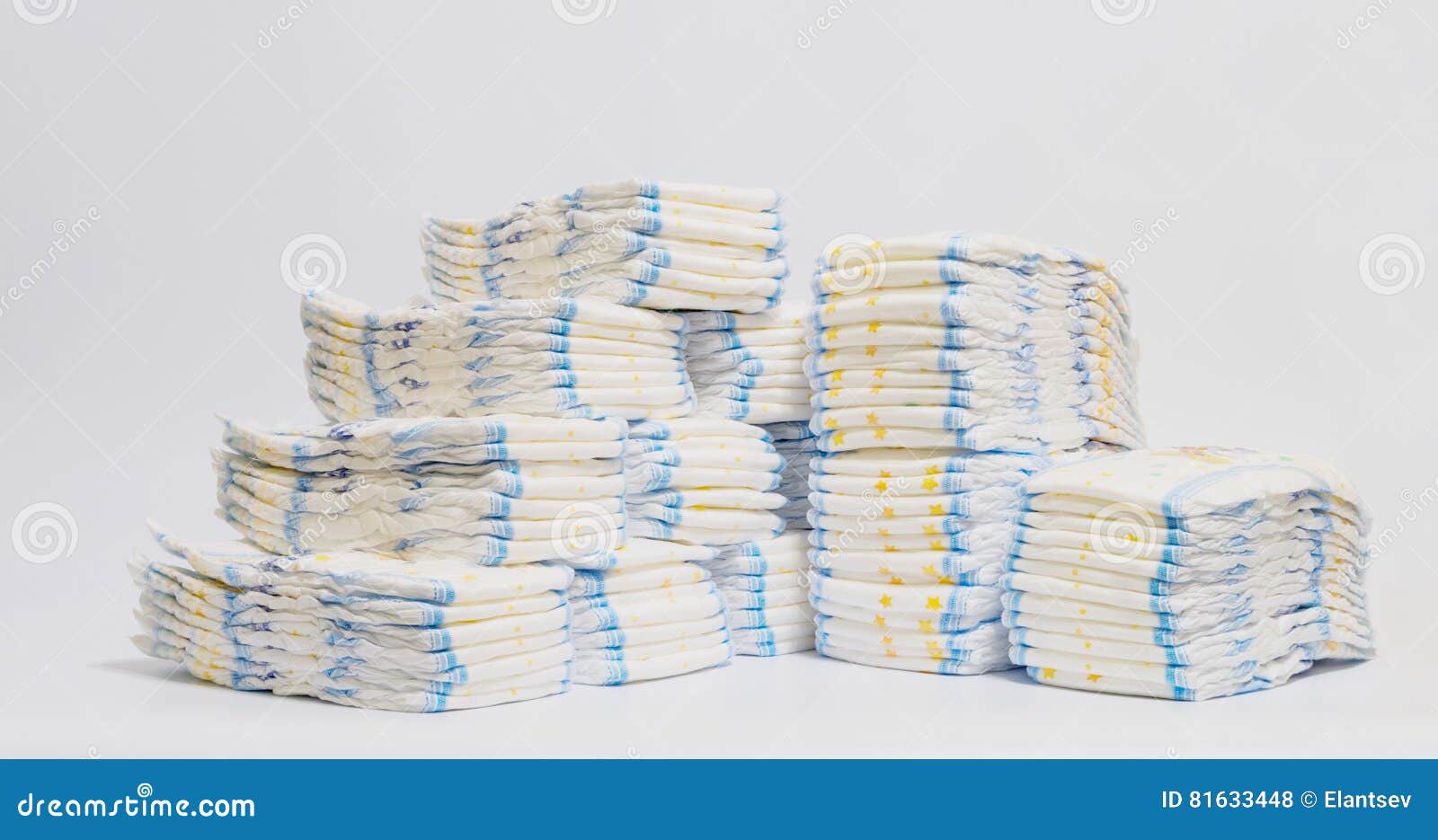 Diapers Stacked in a Piles Close Up. Stock Photo - Image of ...