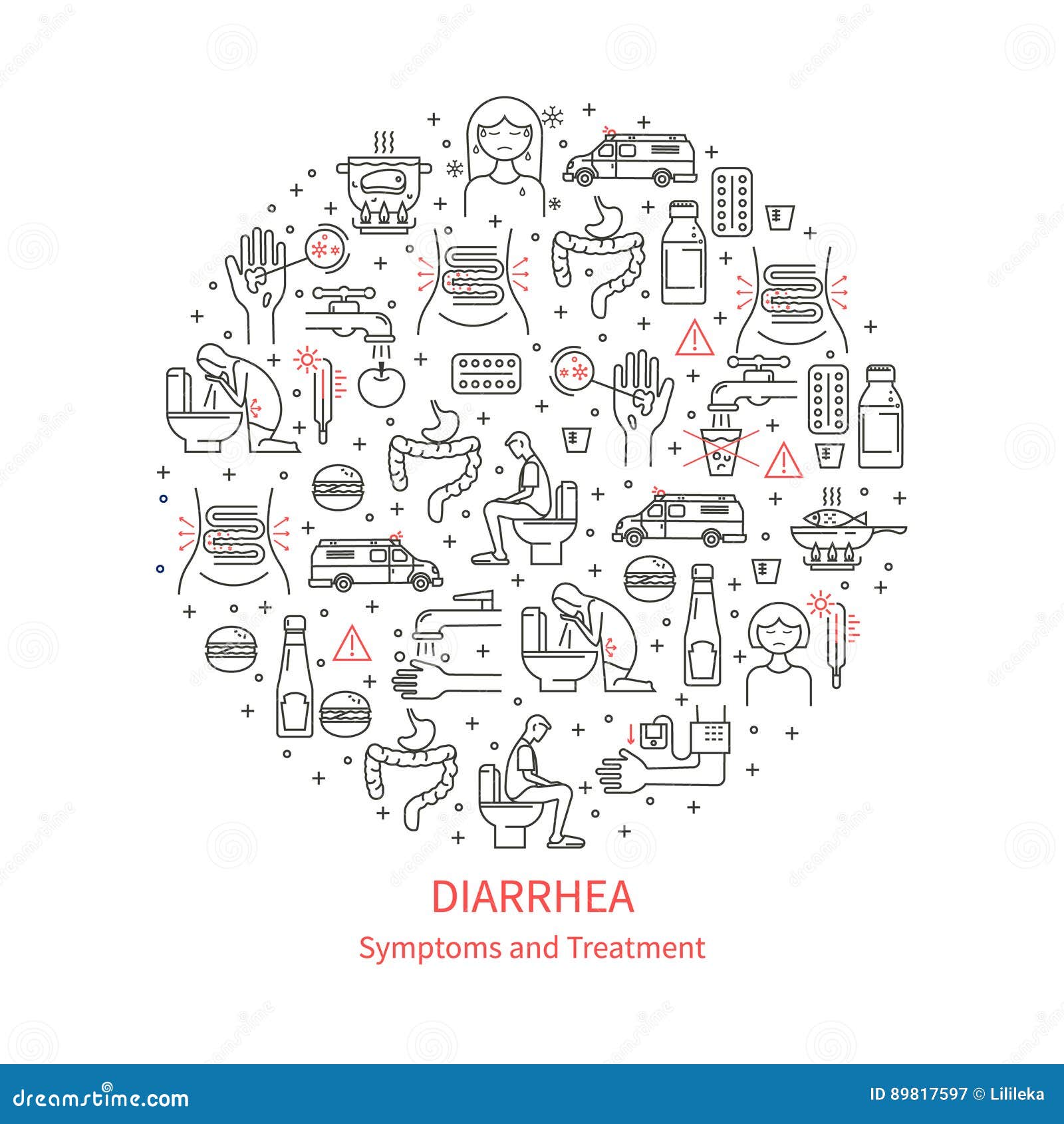 Diarrhea, Causes And Symptoms. Information Poster With Text And Cartoon ...
