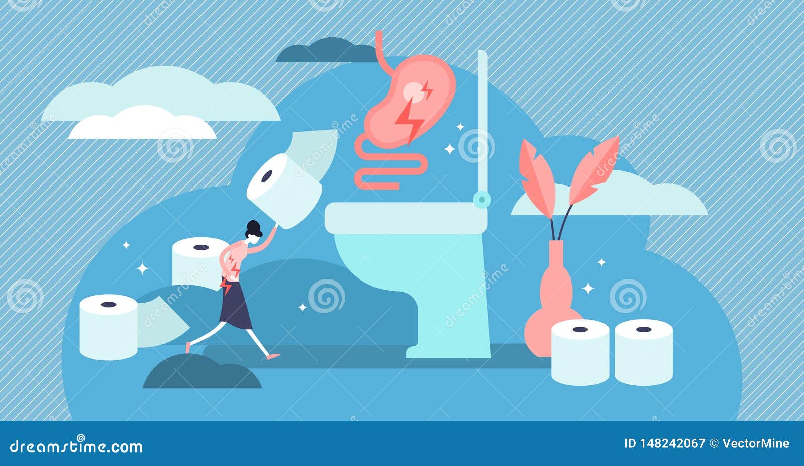 Diarrhea Vector Illustration. Labeled Stomach Gut Illness Medical ...