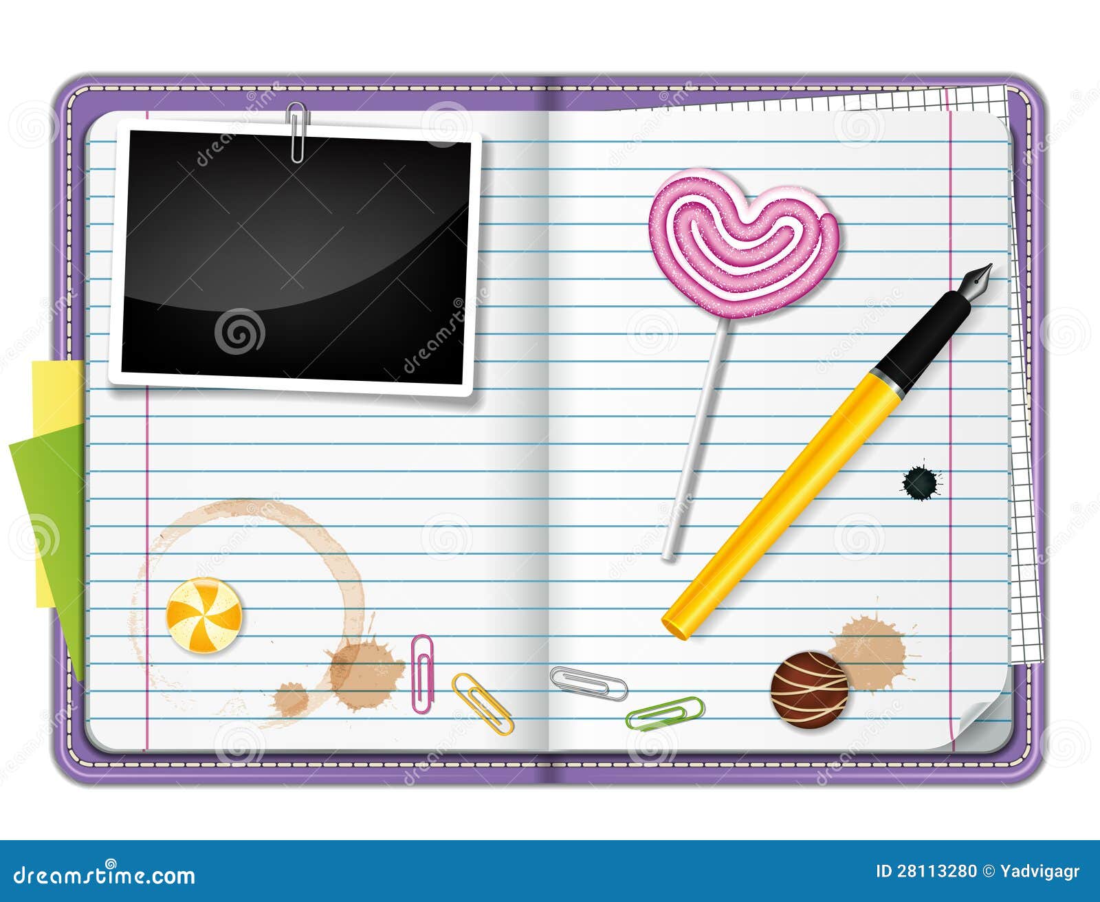 Diary stock vector. Illustration of film, message, page - 28113280