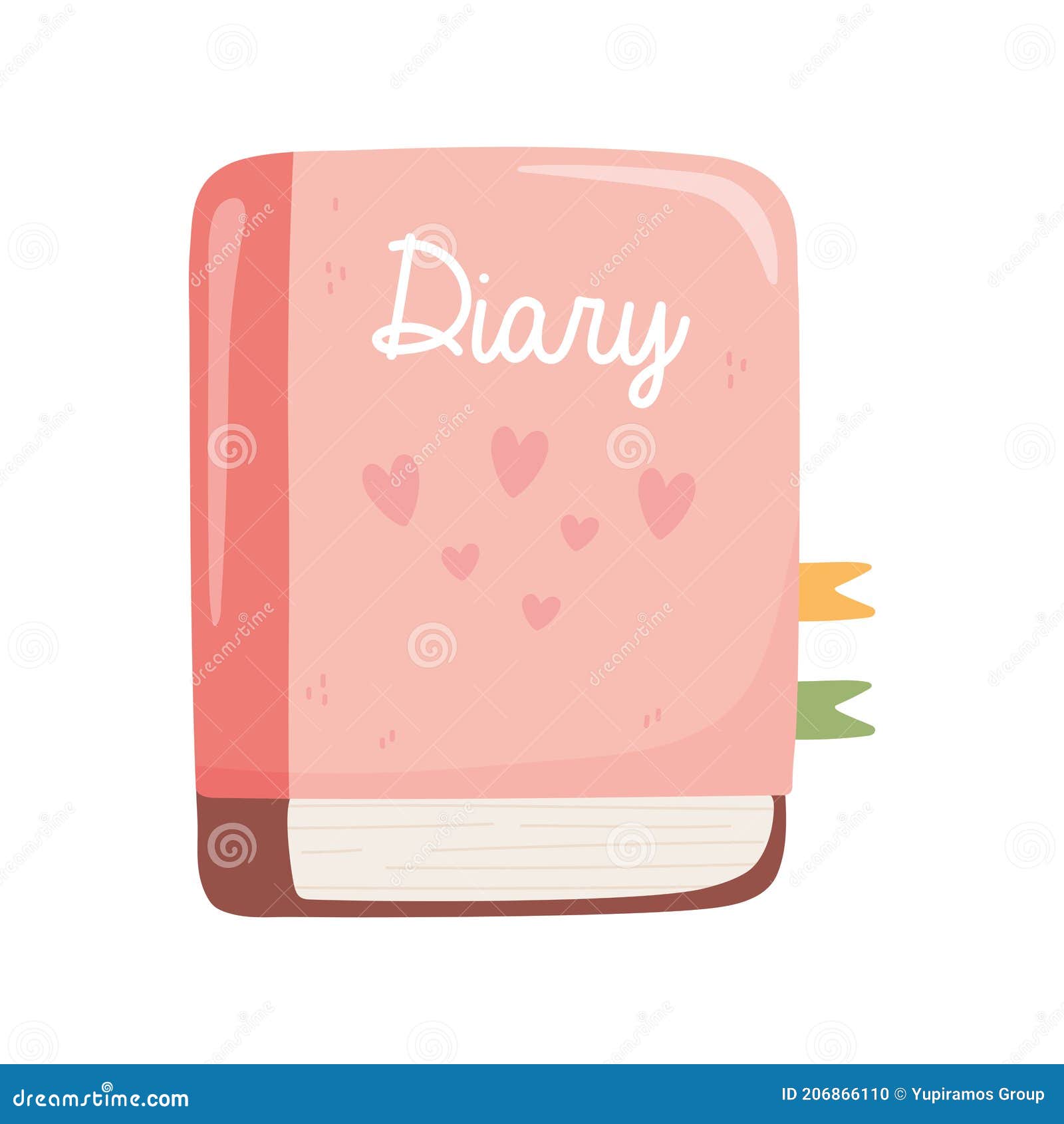 Diary Book Cartoon Hygge Style Stock Illustration - Illustration of ...