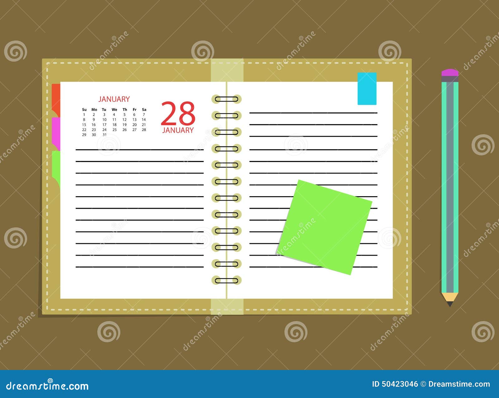 Diary Calendar Appointment Book Schedule Pencil Stock Vector ...