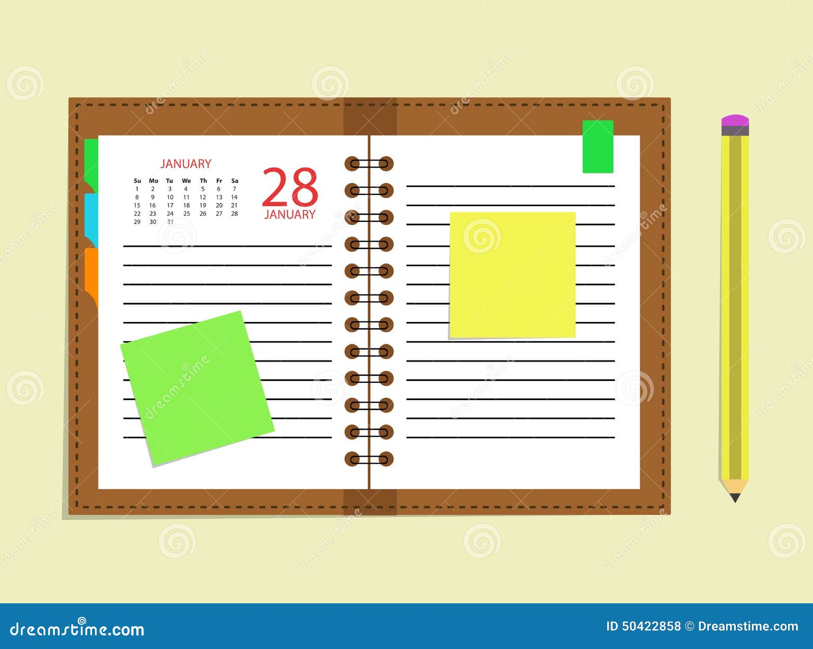 Diary Calendar Appointment Book Schedule Pencil Stock Vector ...