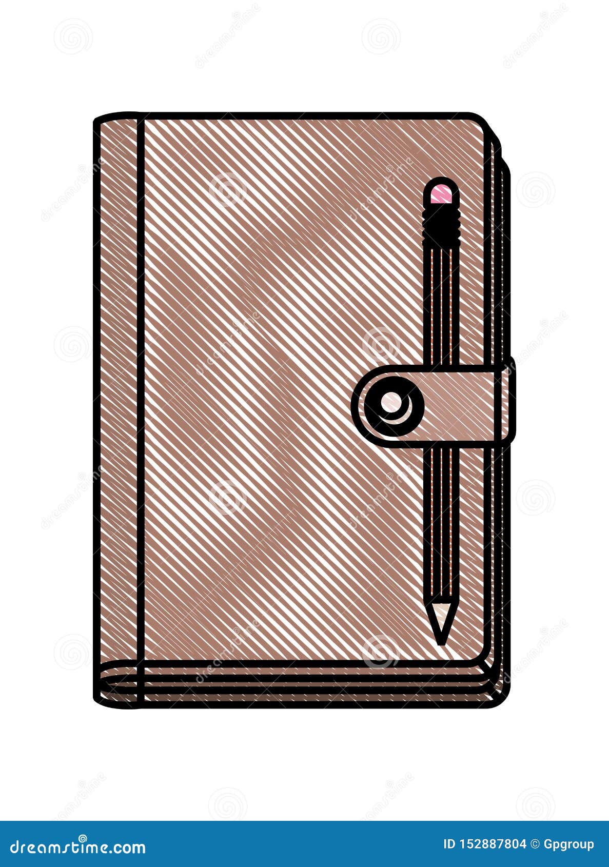 Diary closed with pencil stock vector. Illustration of symbol - 152887804