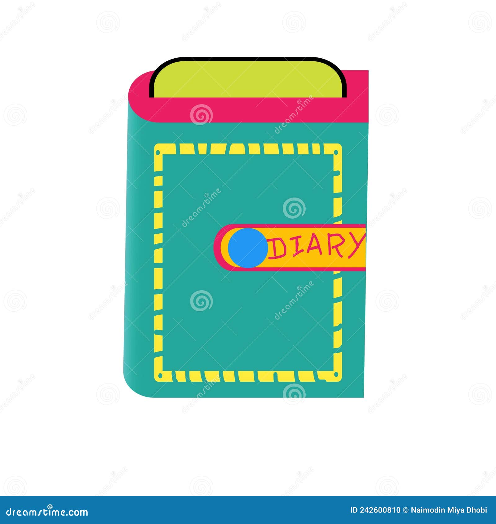 Diary on a Colorful White Background. Notebook Icon Stock Illustration ...