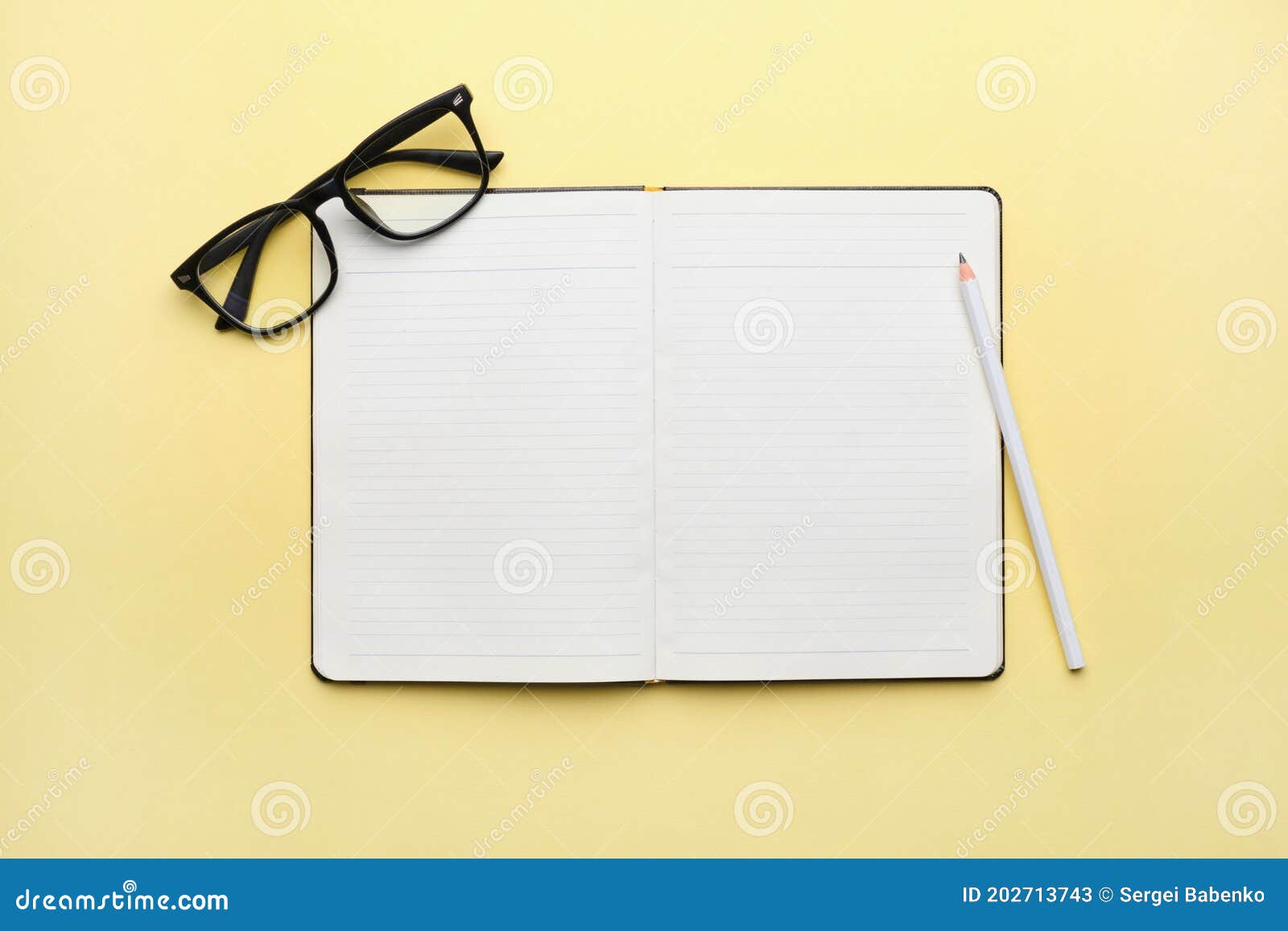 Diary for Copy Space with Pencil on Table Top View Stock Image - Image ...