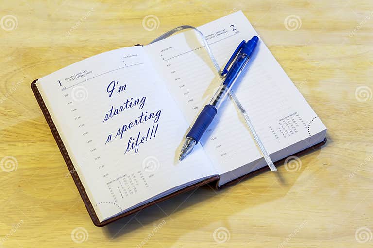 The Diary with the Entry is Open on the Page of the First of January ...