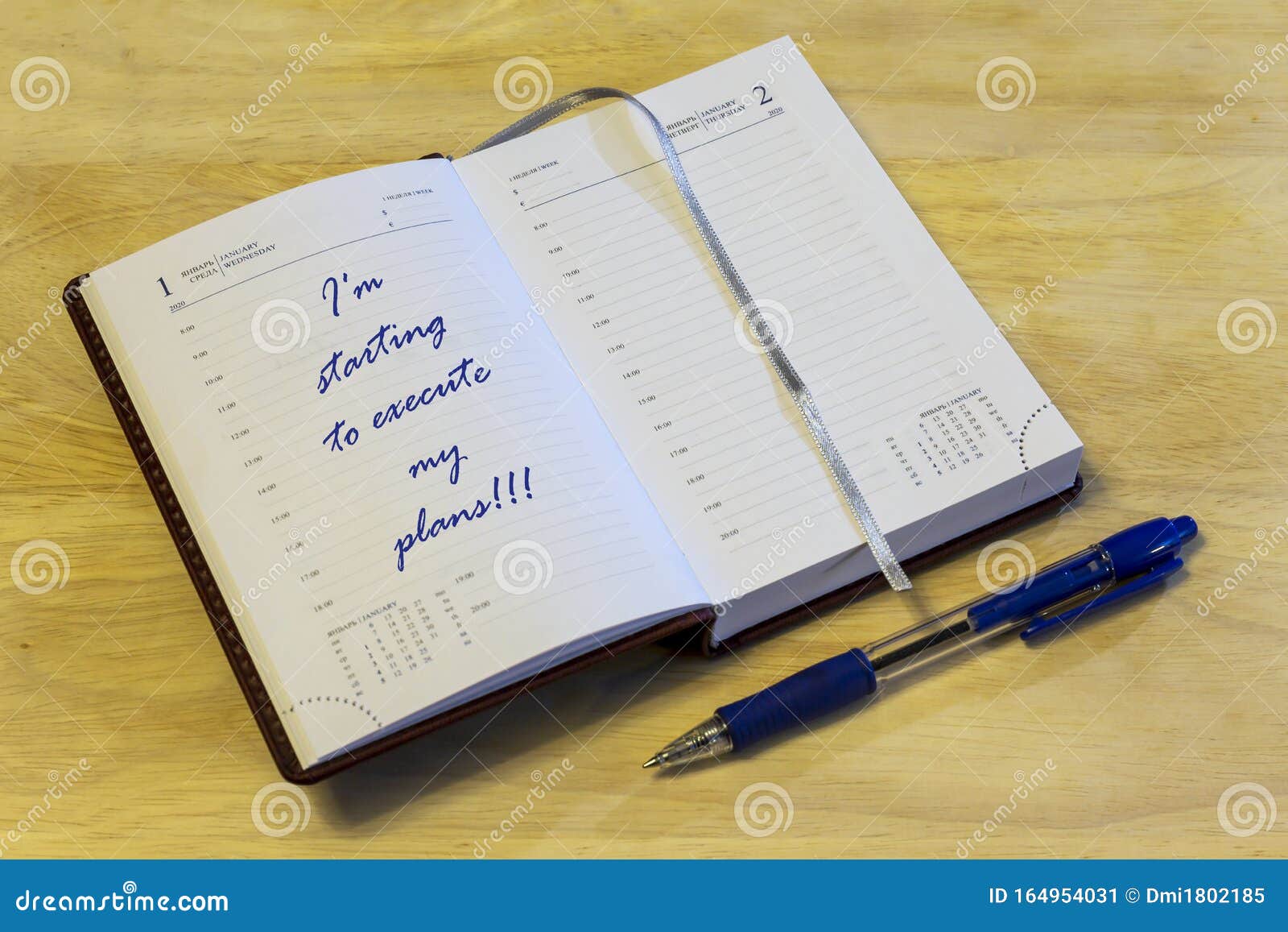 The Diary with the Entry is Open on the Page of the First of January ...